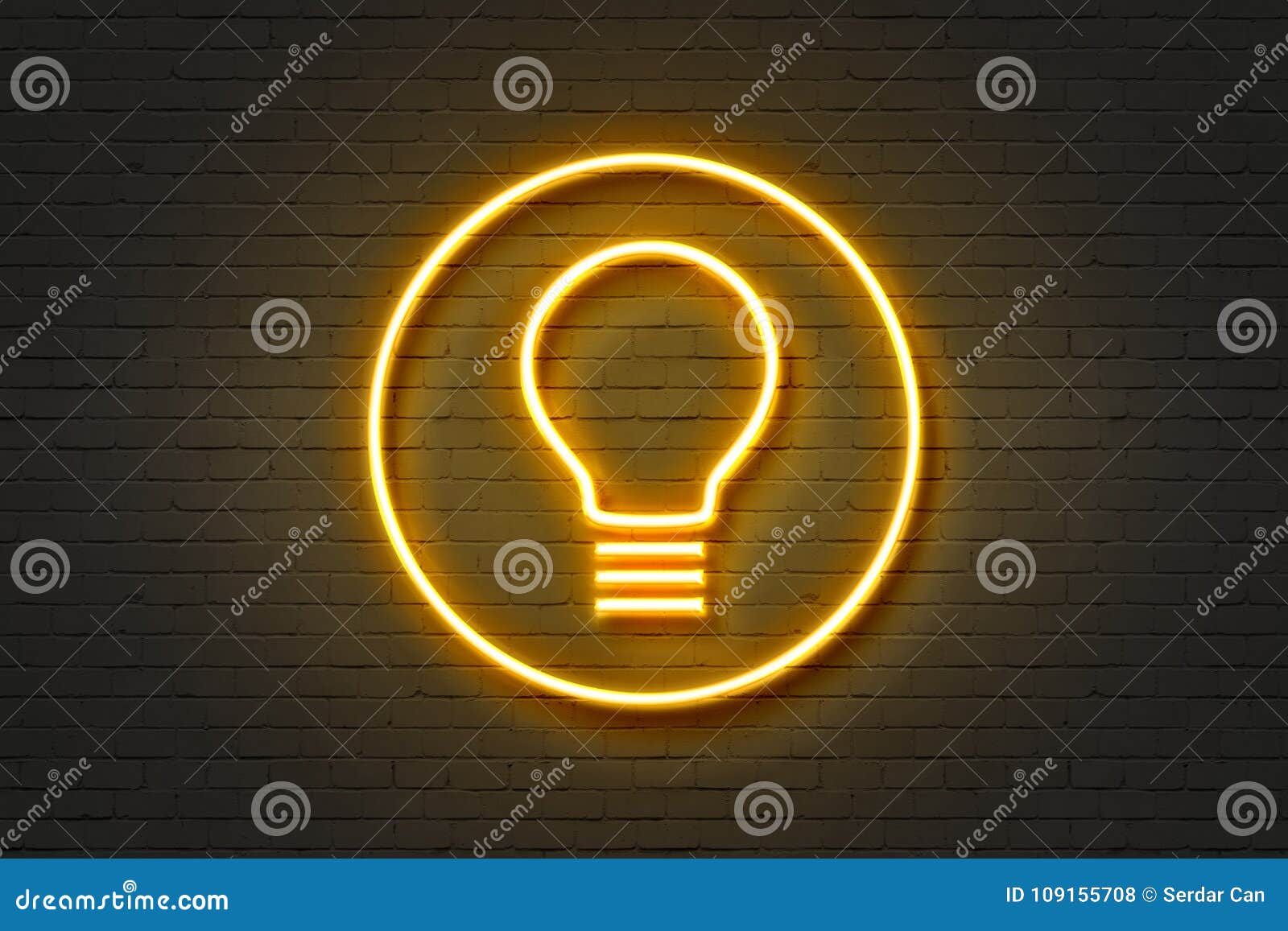 Neon icon light bulb stock illustration. Illustration of banner - 109155708