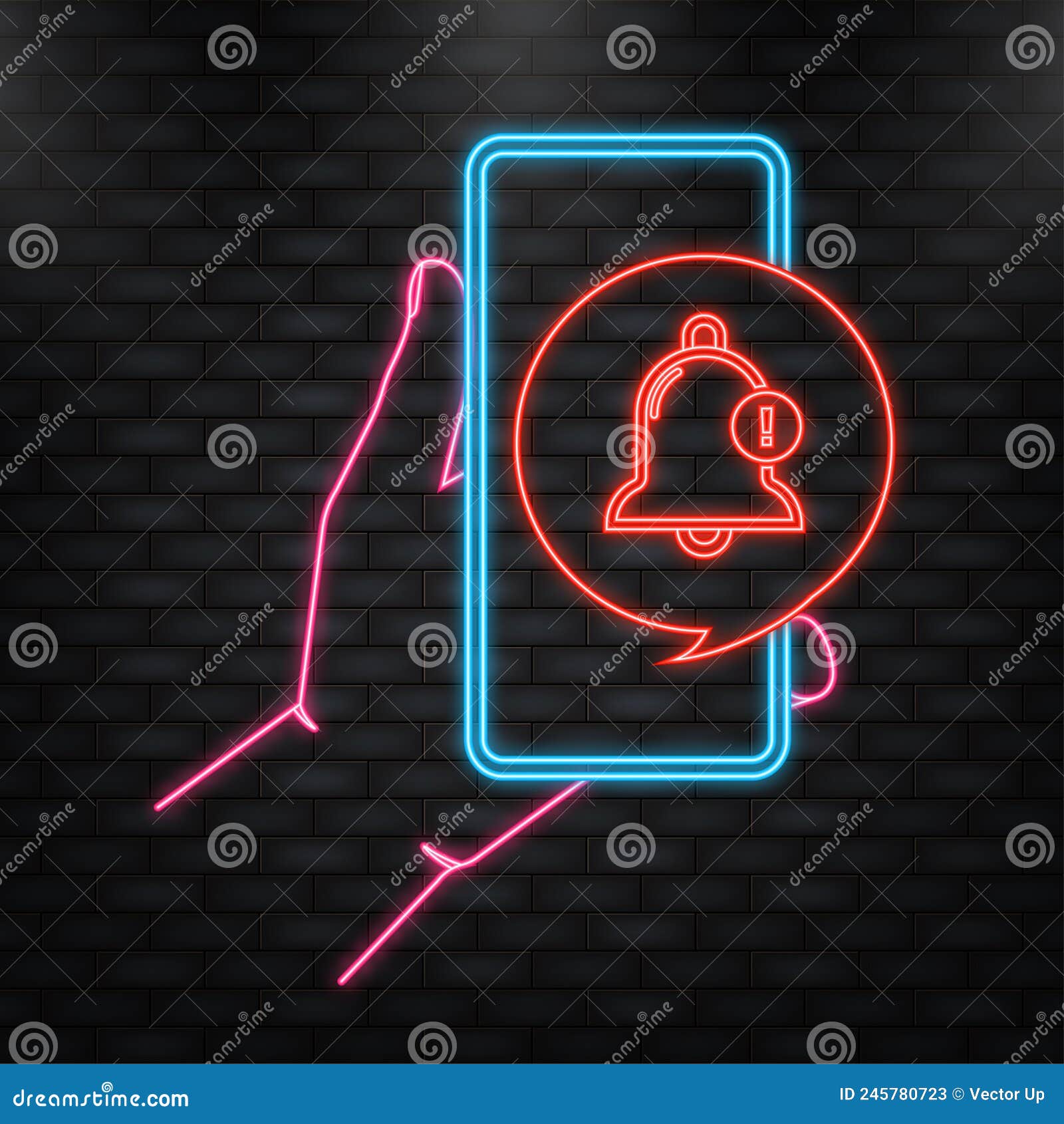 Neon Icon. New Notification Bell Icon. Cartoon Blue Illustration. Flat ...