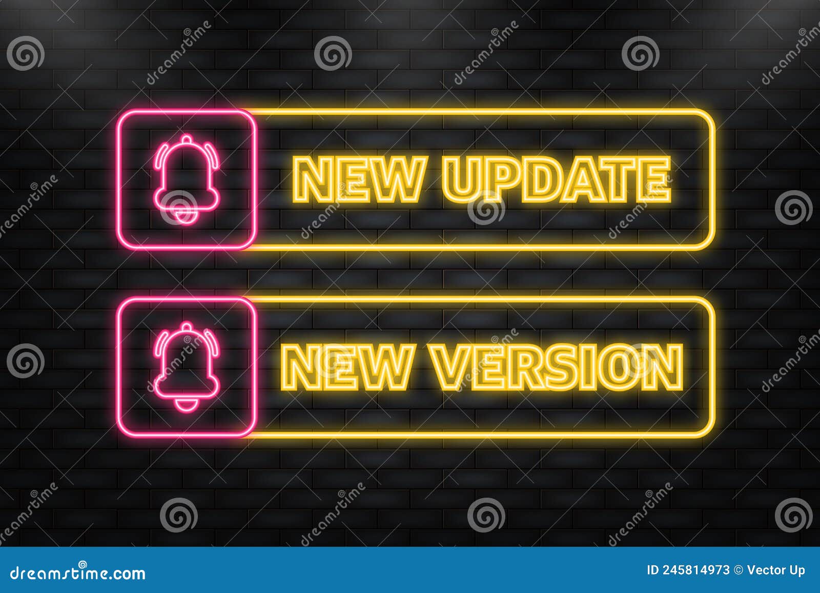 Neon Icon. New Update Red Label on White Background. Red Banner. Bell ...