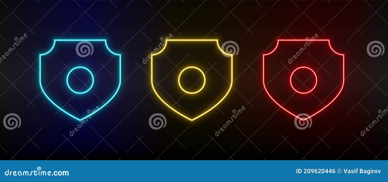 Neon Icon Set Antivirus, Security. Set of Red, Blue, Yellow Neon Vector ...