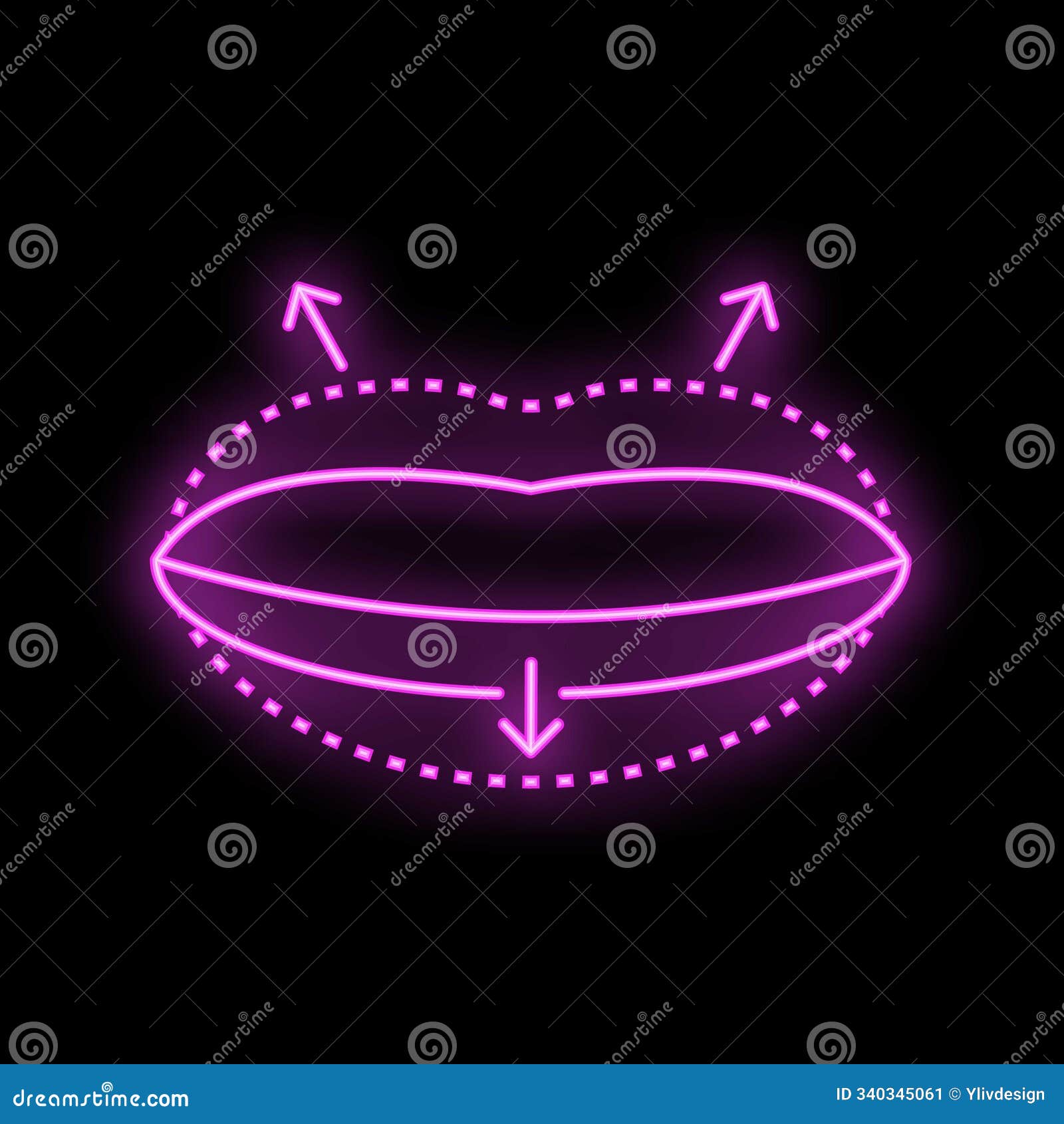 Neon Icon Representing Lip Augmentation Surgery with Arrows Stock ...