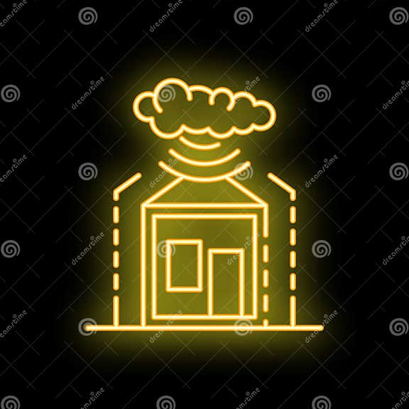 Neon Icon of Smart Home Technology Connecting To Cloud Server Stock ...