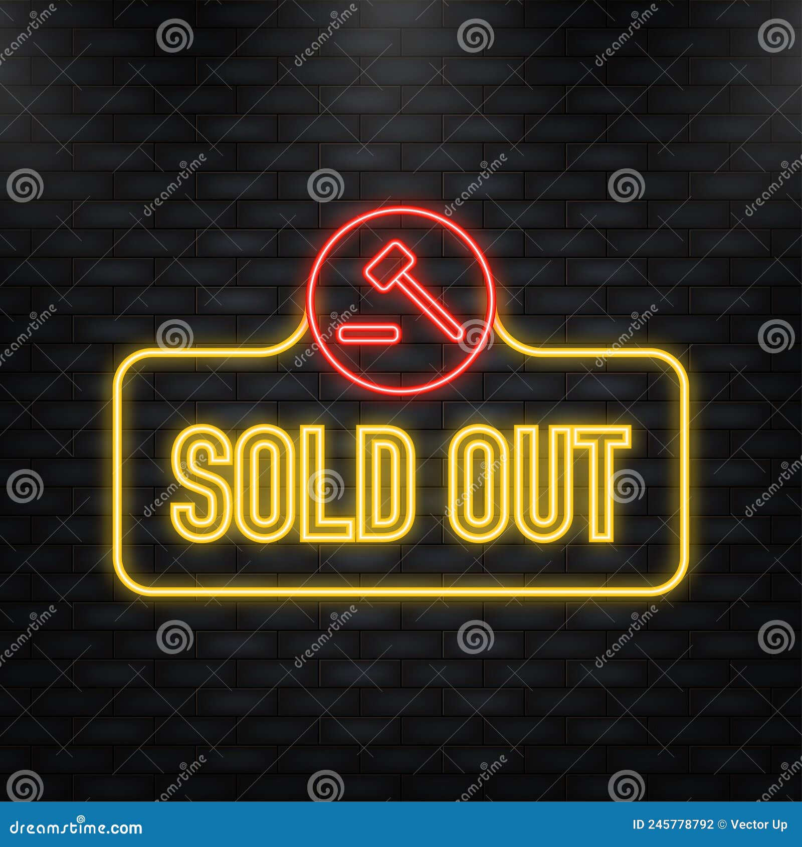 Neon Icon. Sold Out Sign Vector Illustration Stock Vector ...