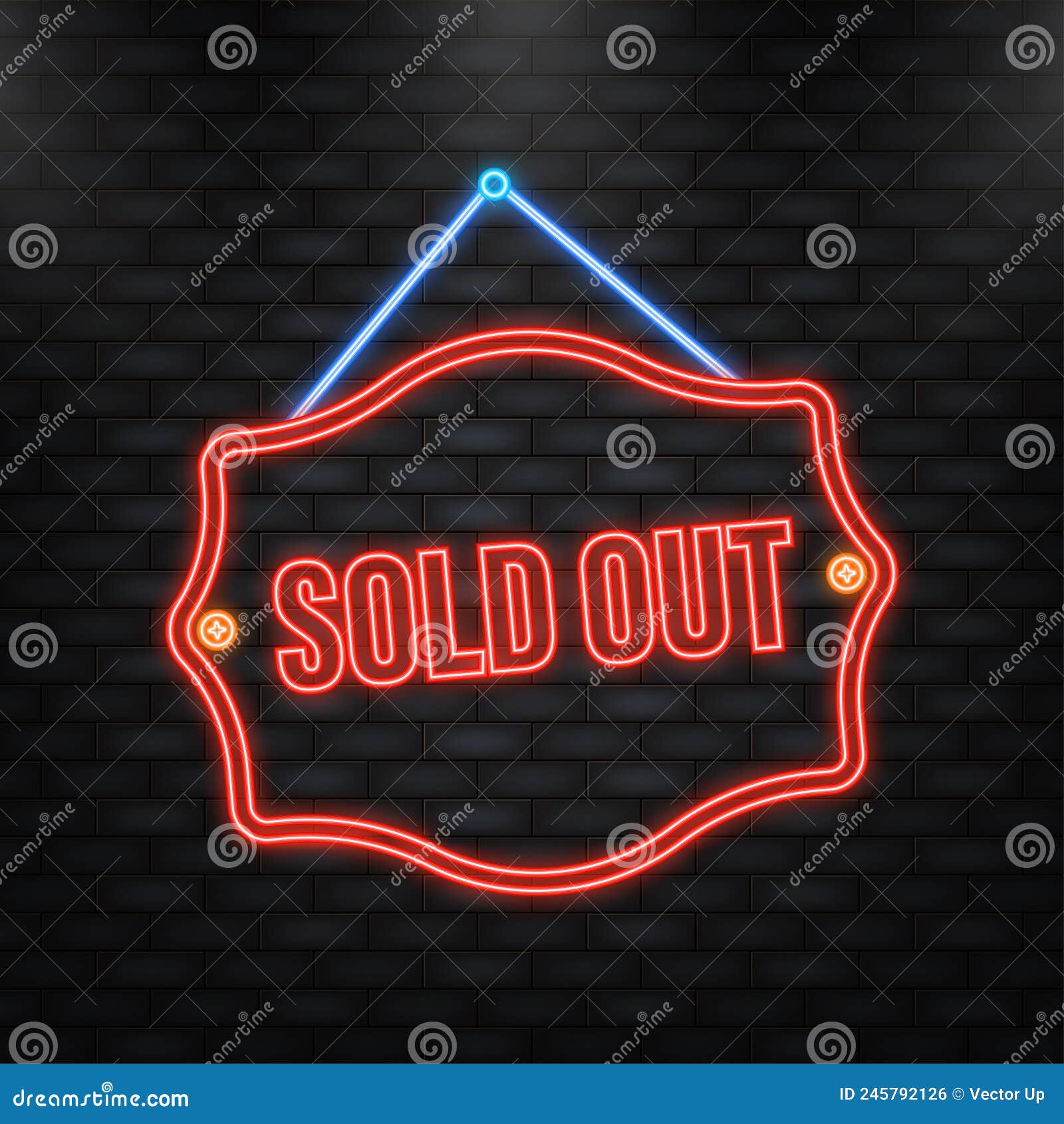 Neon Icon. Sold Out Sign Vector Illustration Stock Vector ...