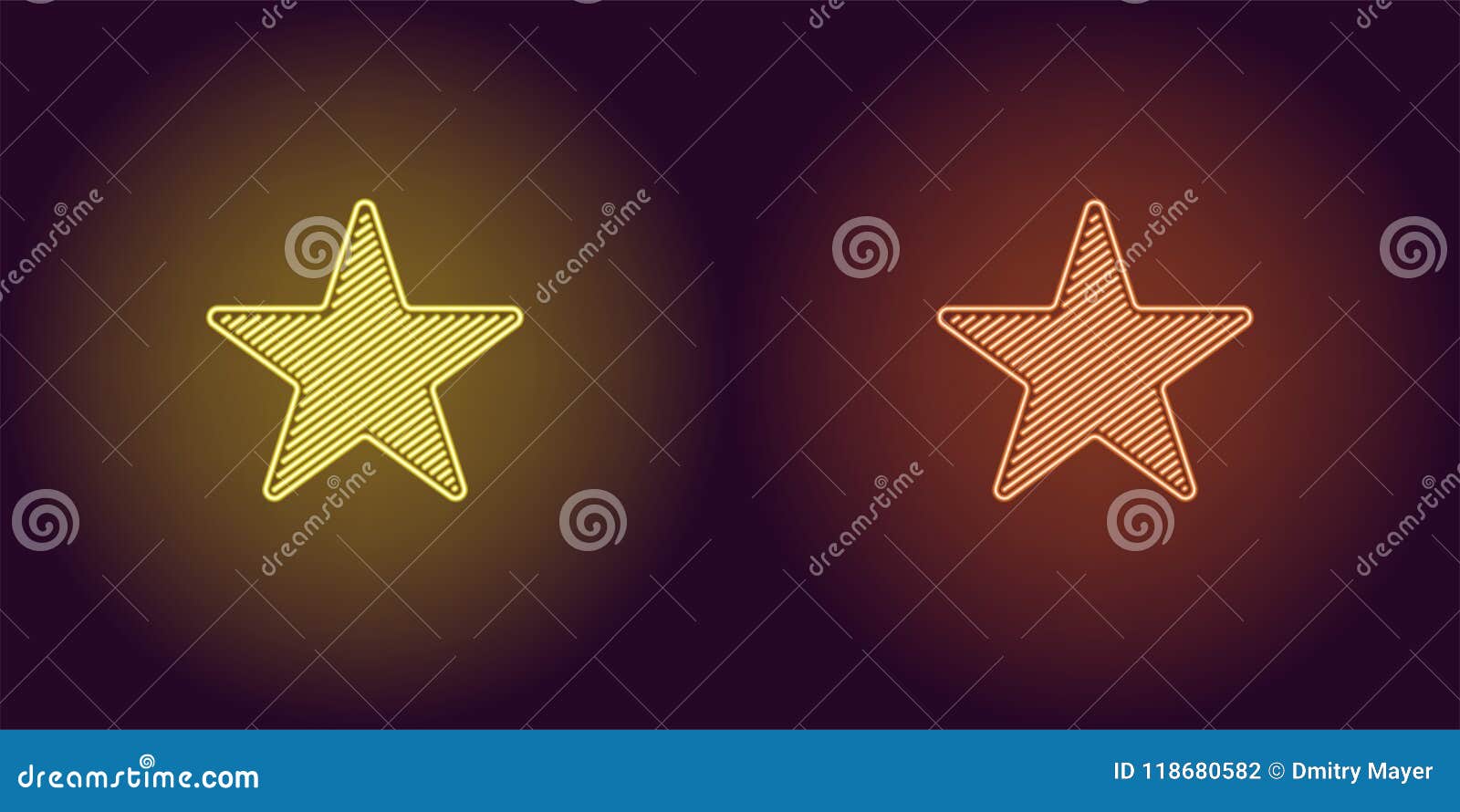 Neon Icon of Yellow and Orange Star Stock Vector - Illustration of ...