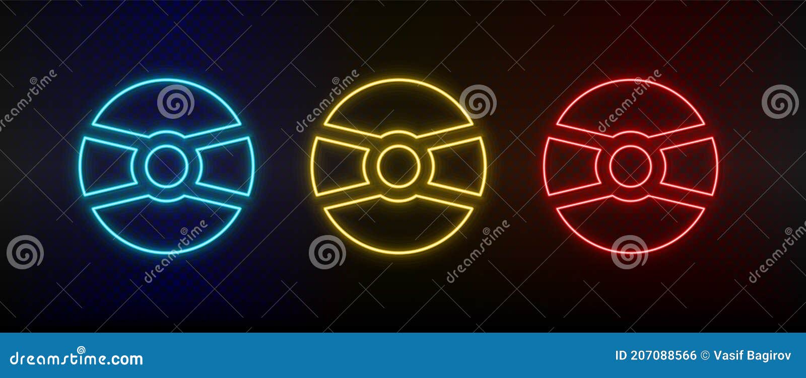 Neon Icons, Cd, Disk, Dvd. Set of Red, Blue, Yellow Neon Vector Icon ...
