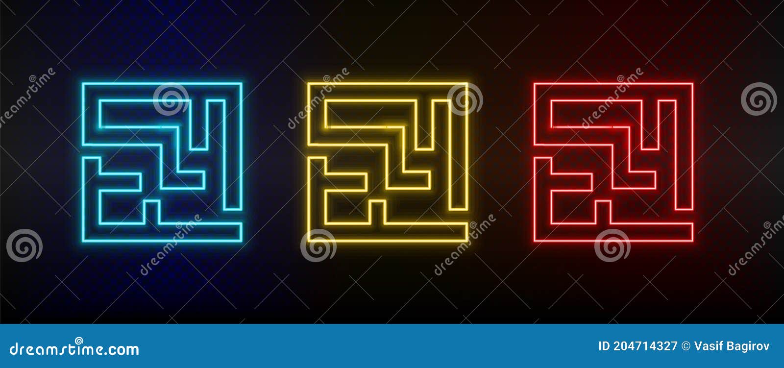 Neon Labyrinth Maze Conundrum Red Color Vector Illustration Flat Style ... Neon Labyrinth Maze Conundrum Red Color Vector Illustration Flat Style ...