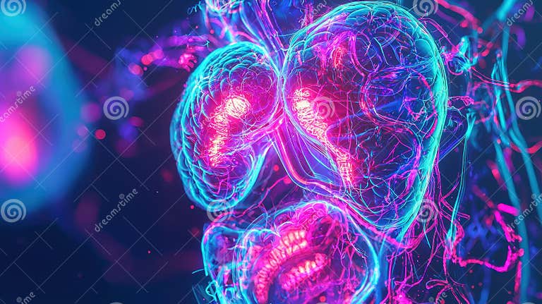 Neon Illuminated Internal Organs Abstract Design Stock Illustration ...