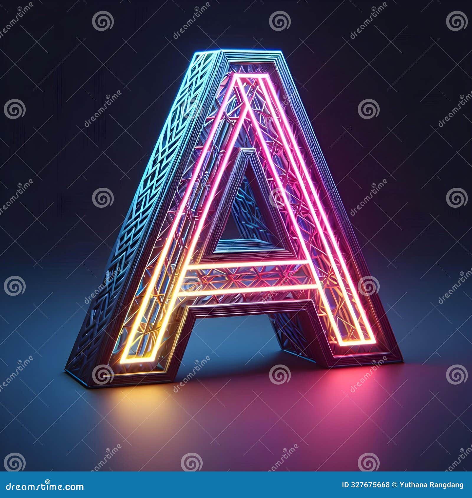 Neon Illuminated Letter a. stock illustration. Illustration of symbol ...