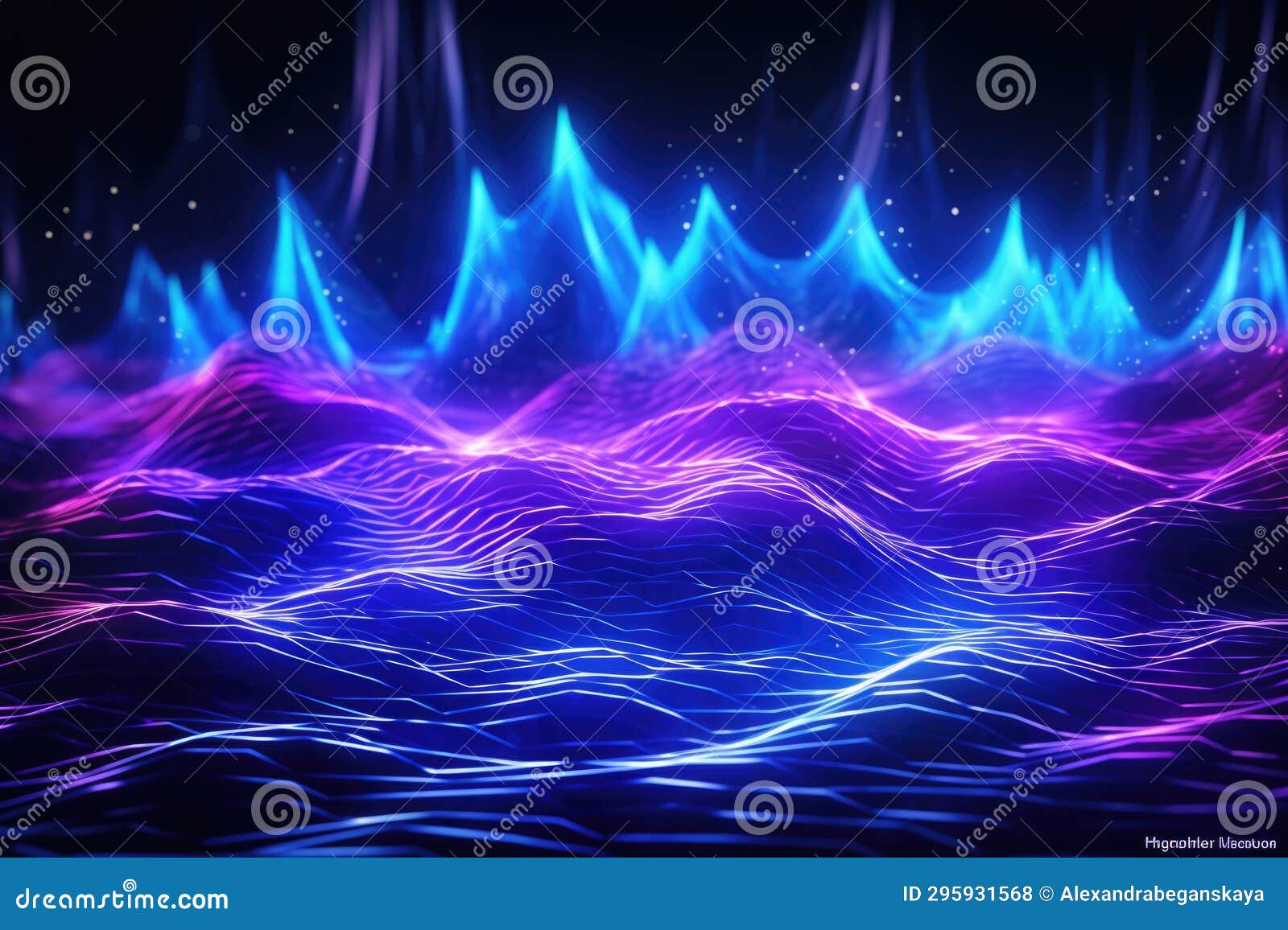 Neon Illuminated Sound Waves and Glowing Elements Stock Illustration ...