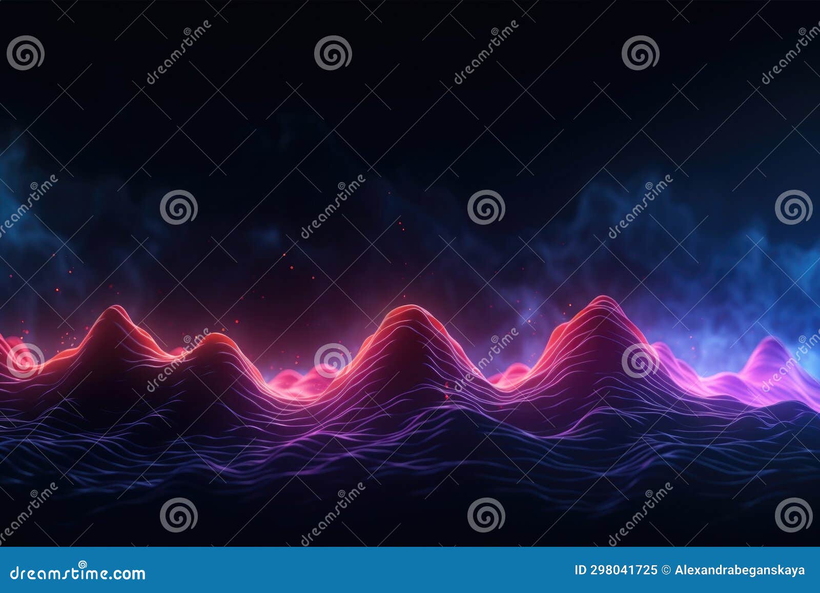 Neon Illuminated Sound Waves and Glowing Elements Stock Illustration ...