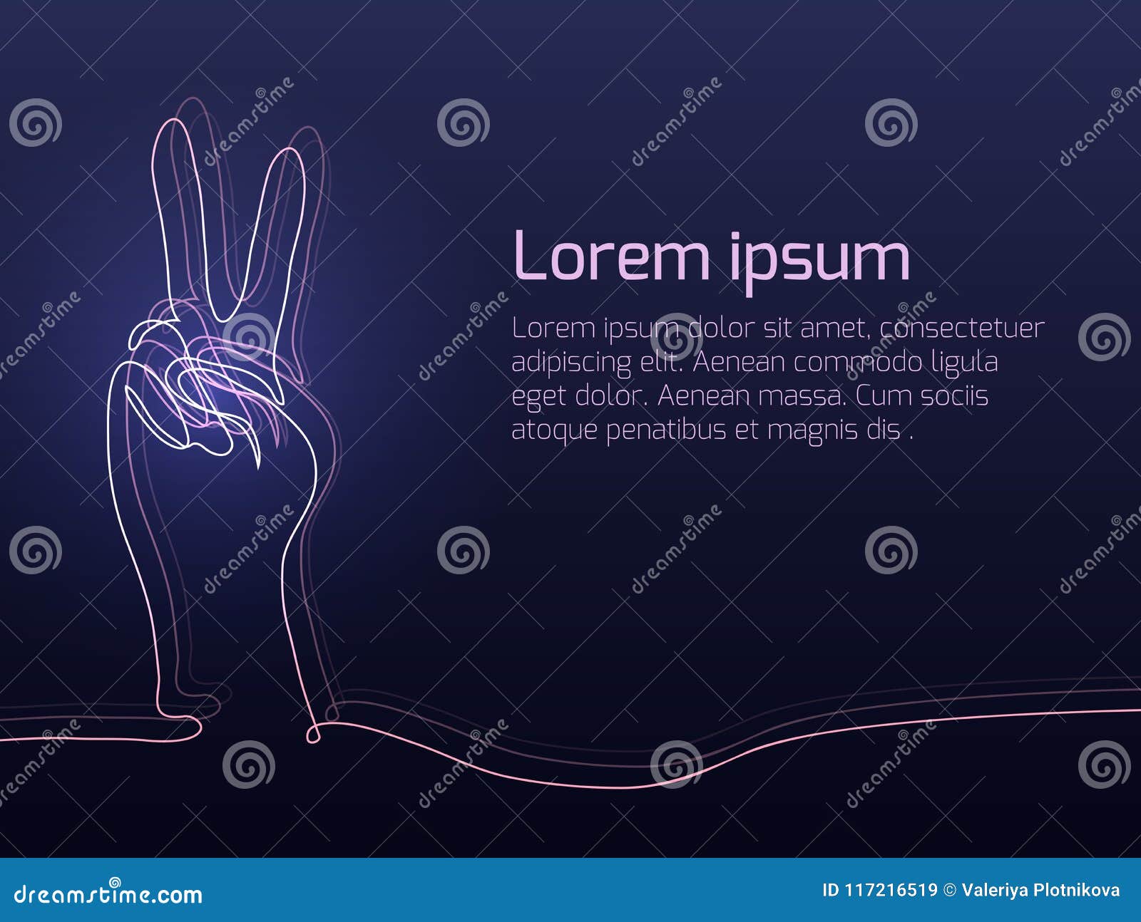 Neon Illustration of Gesture of Hand from Continuous Line. Stock Vector ...