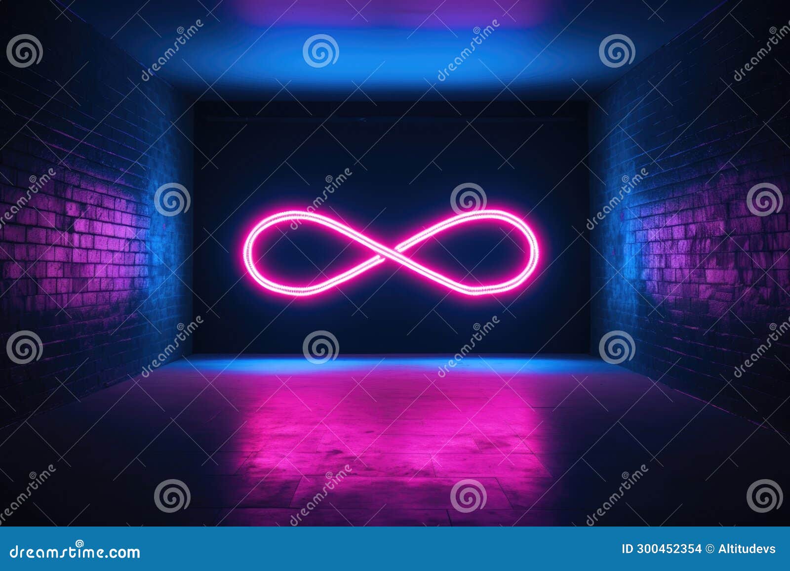 A Neon Infinity Sign Glowing in a Dark Room Stock Photo - Image of ...