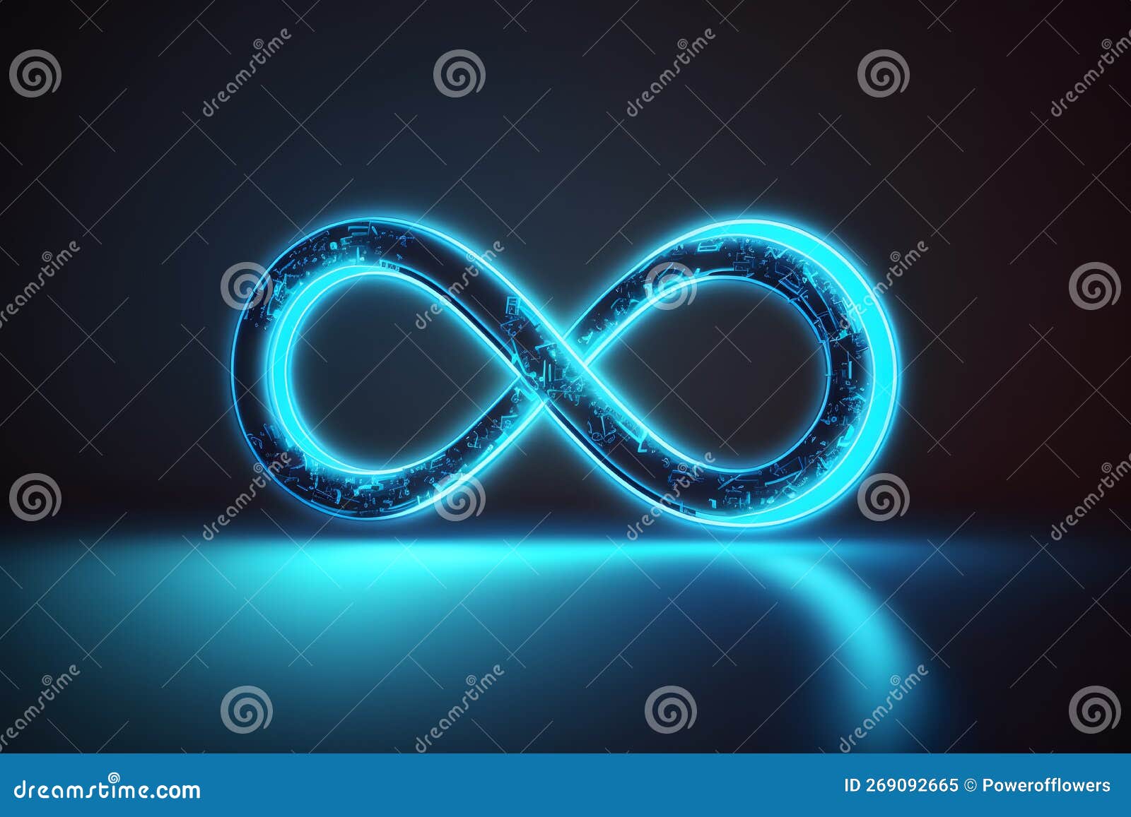 Neon Infinity Symbol on a Blue Background Created with Generative AI ...