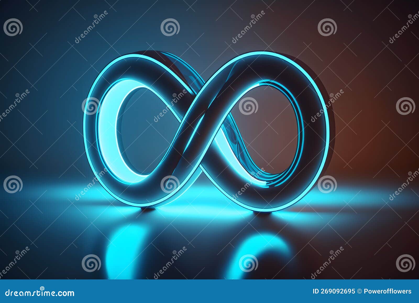 Neon Infinity Symbol on a Blue Background Created with Generative AI ...