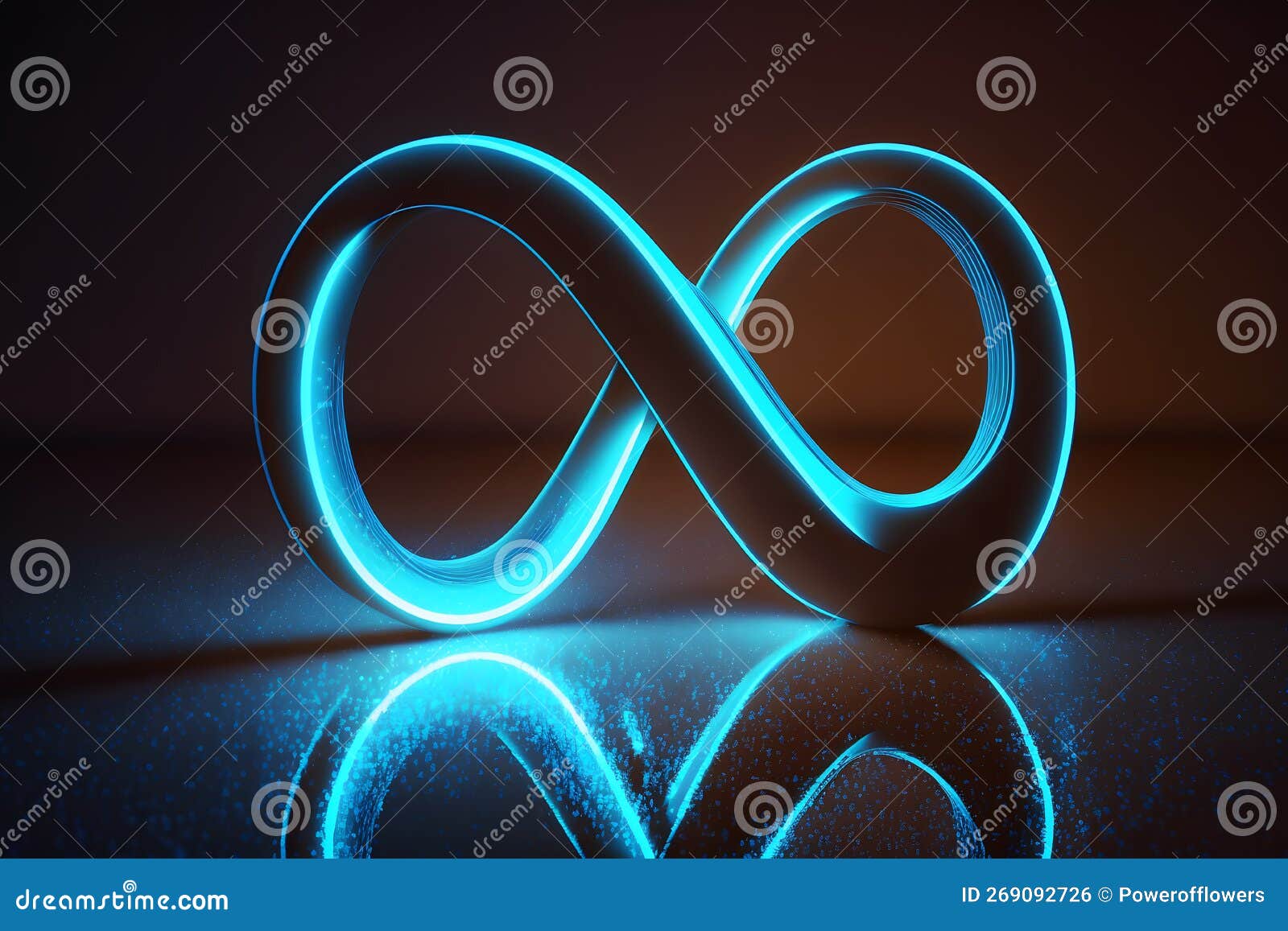 Neon Infinity Symbol on a Blue Background Created with Generative AI ...