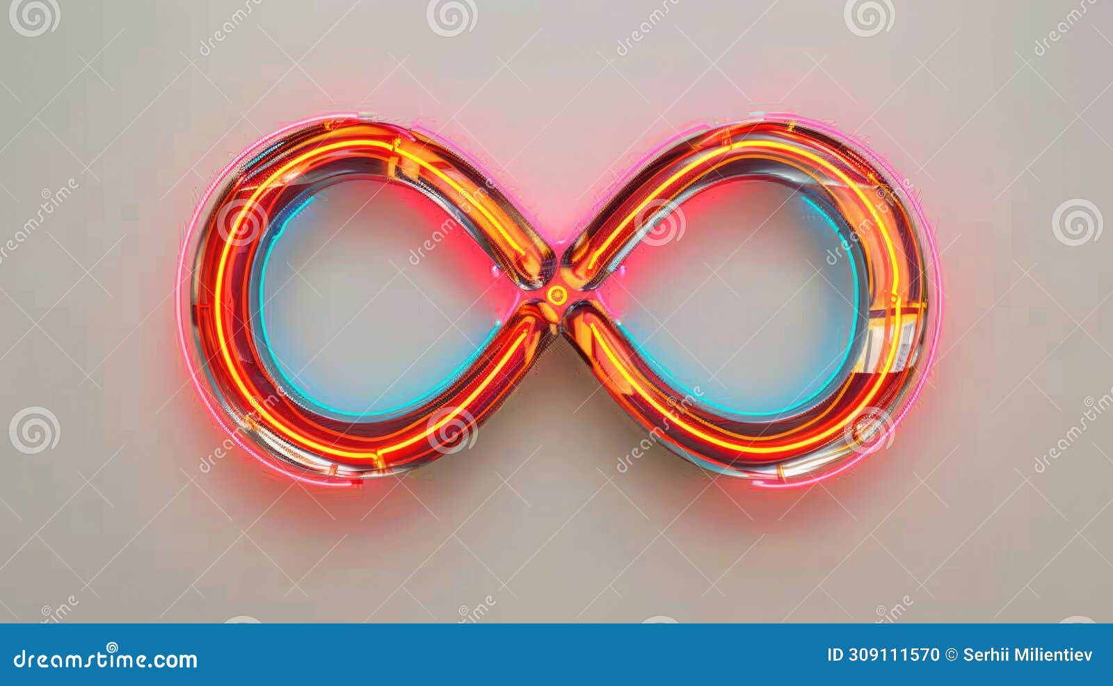 Neon Infinity Symbol on Grey Wall. AI Generated Stock Illustration ...