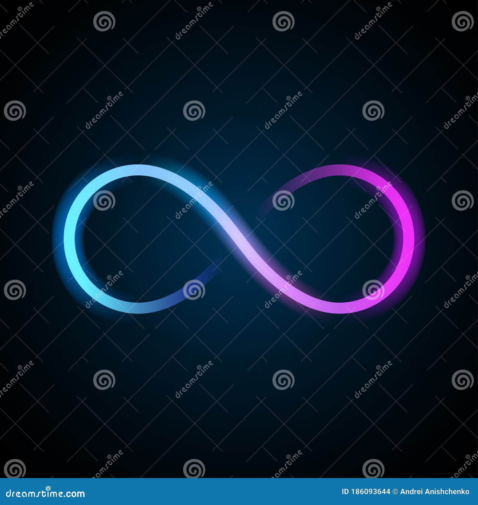 Neon Infinity Symbol on Black Background Stock Vector - Illustration of ...
