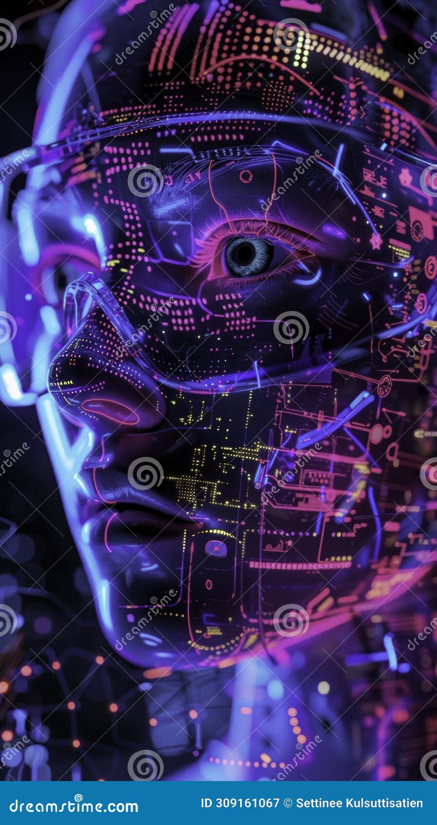 In A Neon Infused Sci Fi World A Close Up Of Digital Twins Interacting ... In A Neon Infused Sci Fi World A Close Up Of Digital Twins Interacting ...