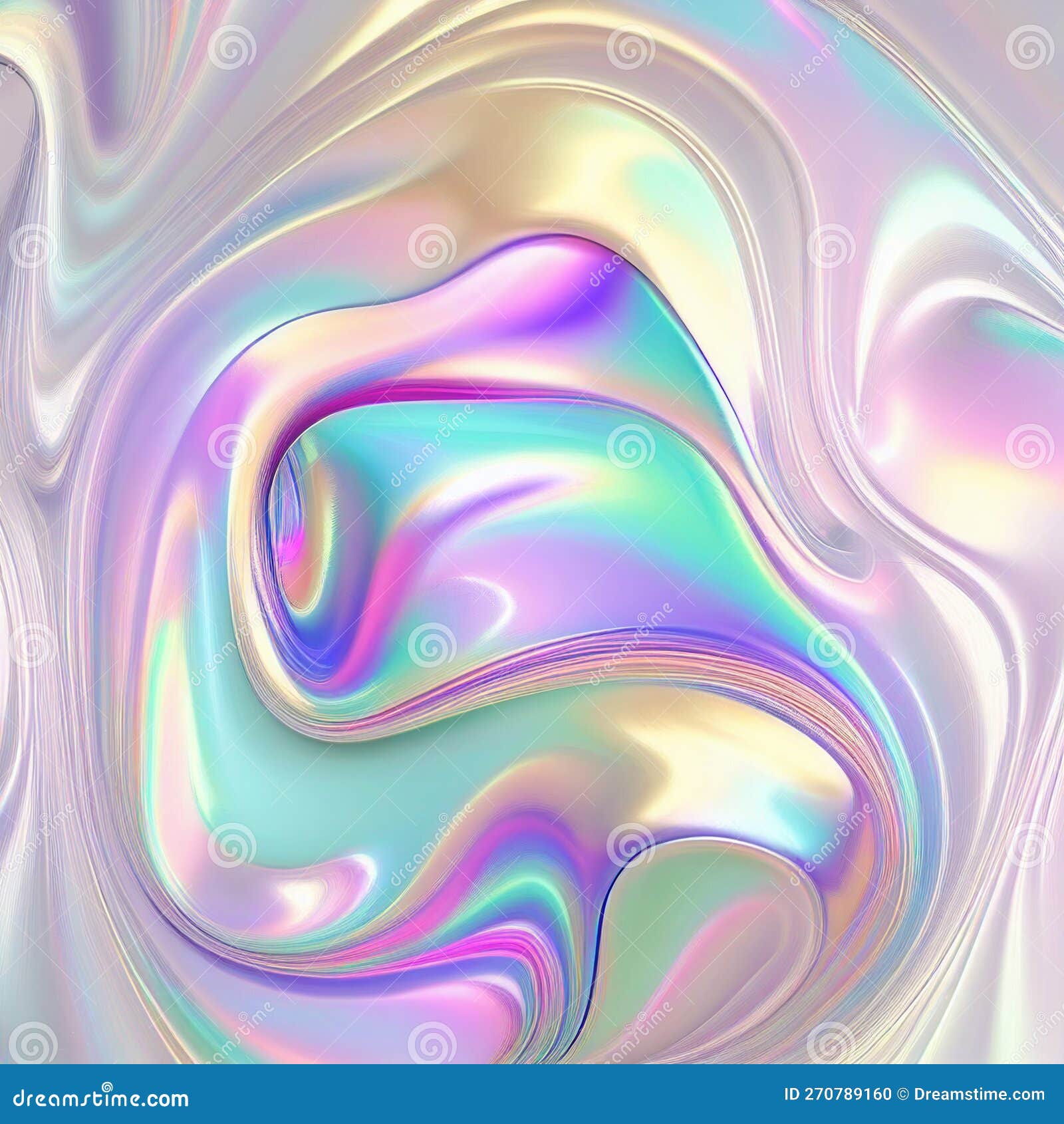 Neon Iridescent Pastel Waves, Ai Generation Stock Illustration ...