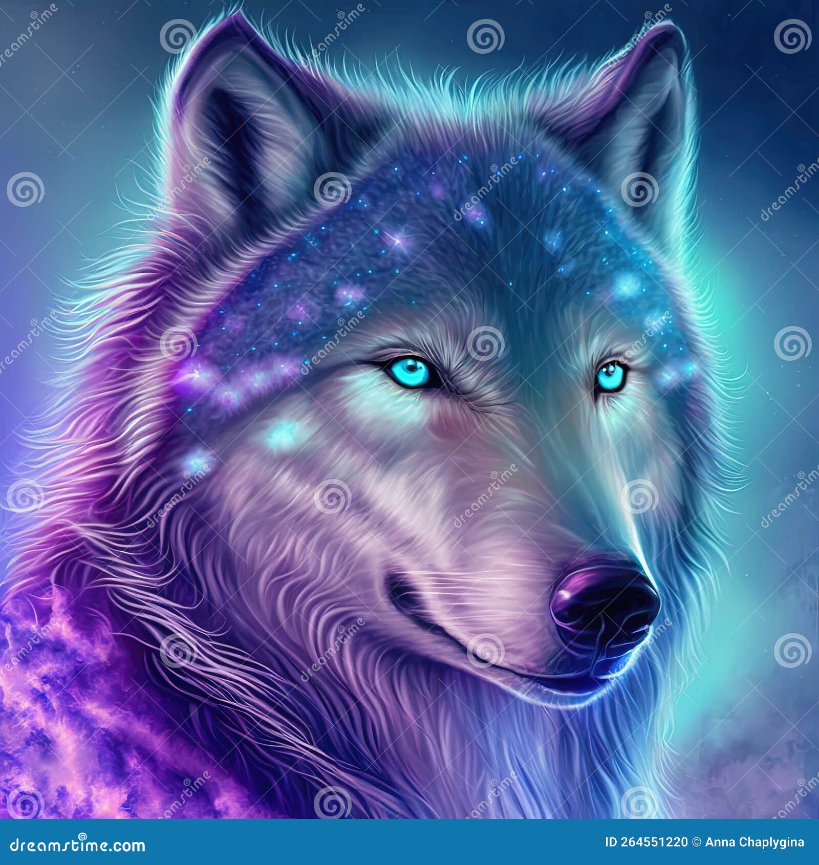 Neon Iridescent Psychedelic Wolf. Generative AI. Not Based on Any ...
