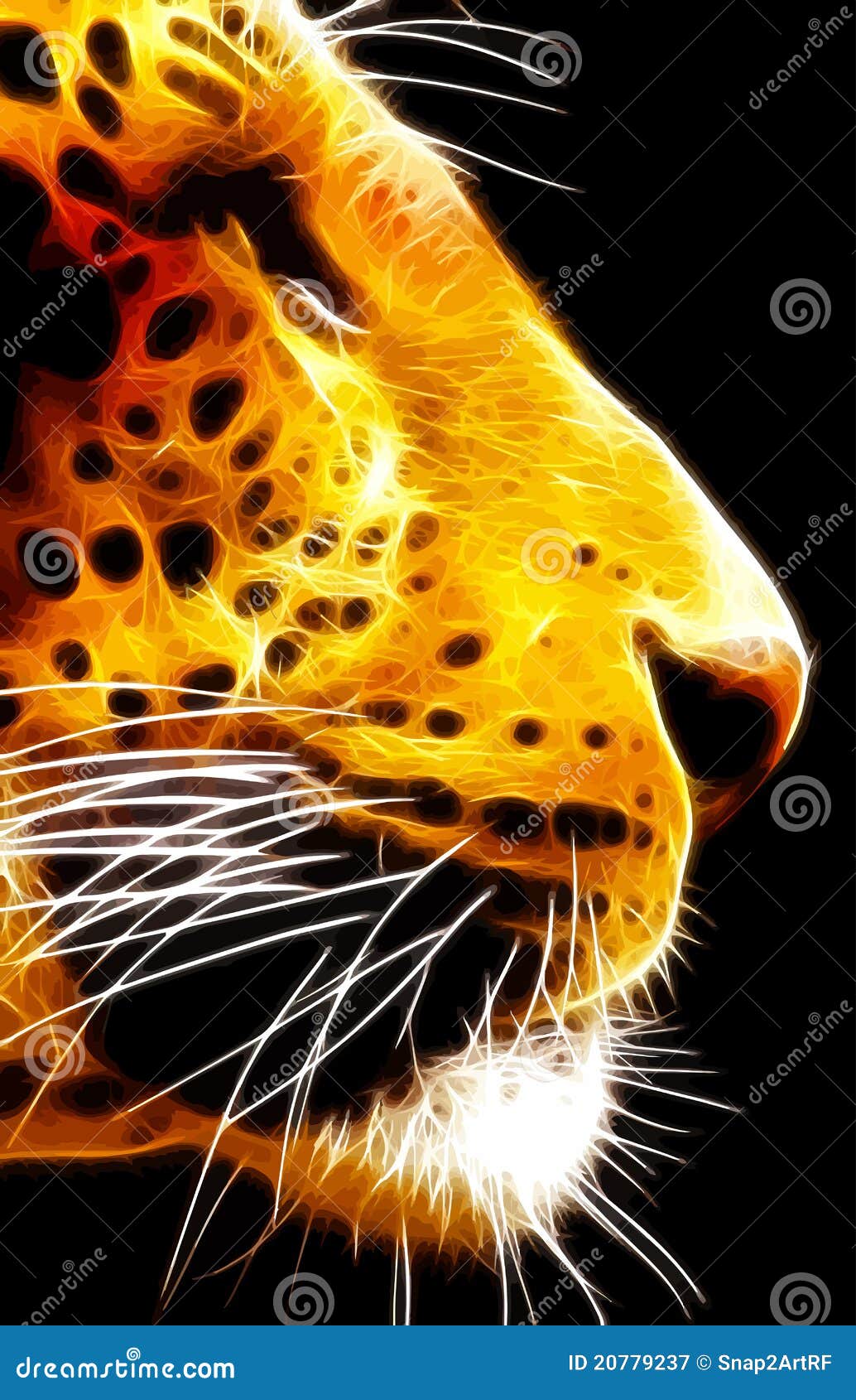 Neon Isolated Close-up Leopard Face Side View VB Stock Vector ...