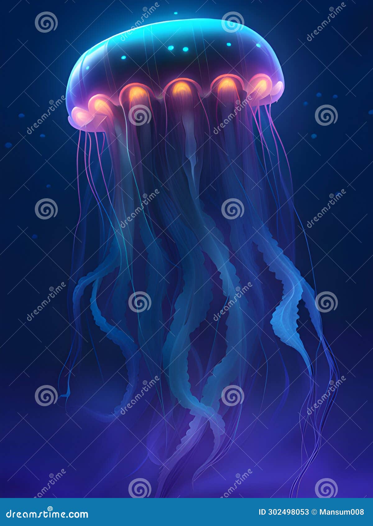 Neon Jellyfish: Mesmerizing Ultra HD Visuals In A Dark Abyss Stock ...