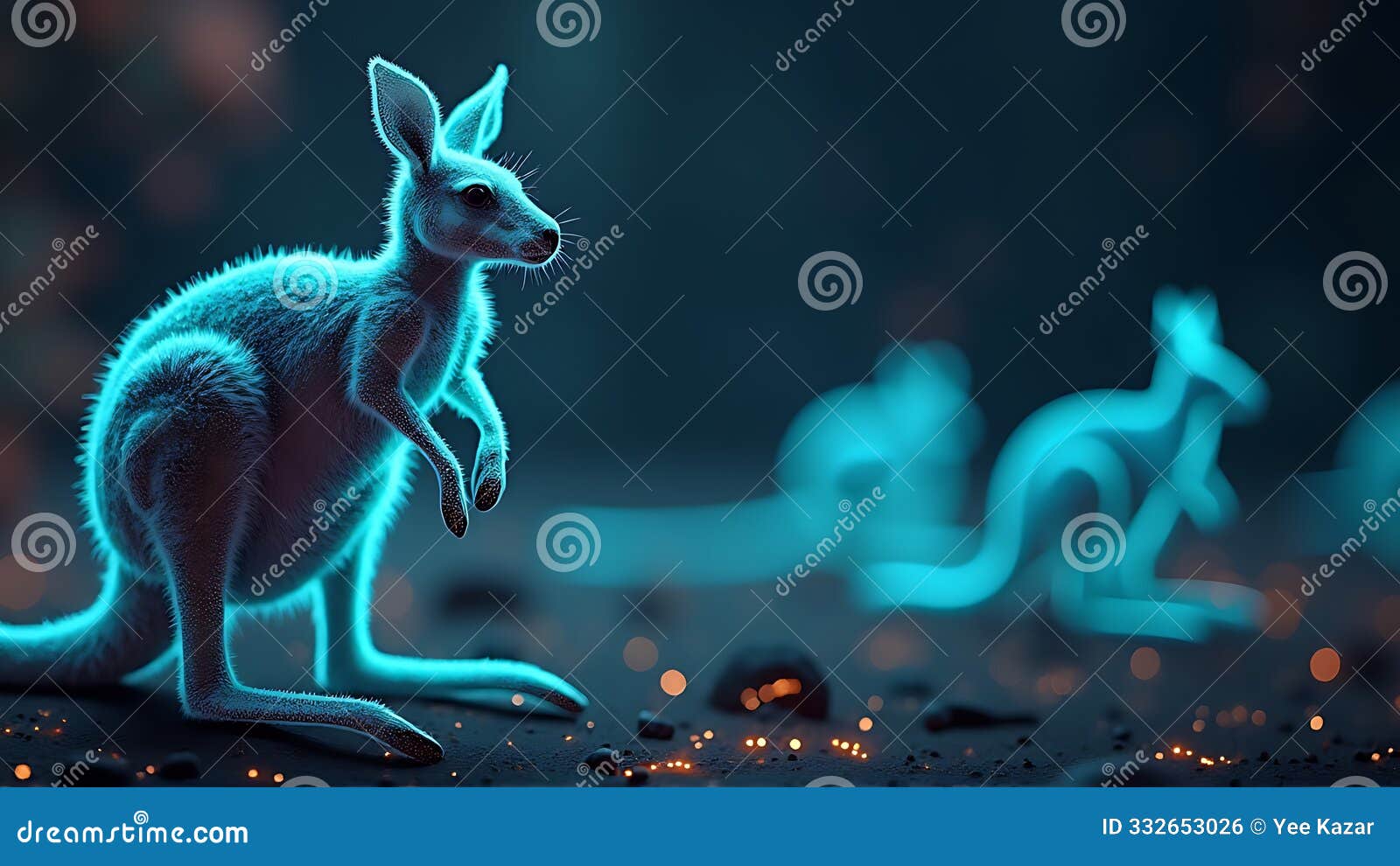 Neon Kangaroo. stock illustration. Illustration of blur - 332653026
