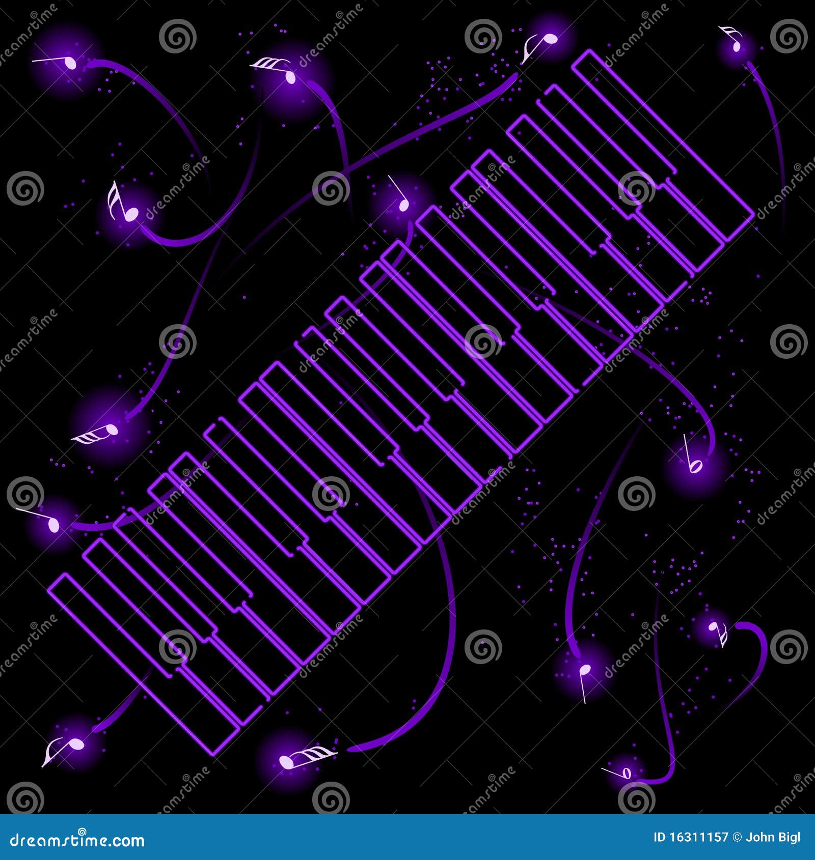 Neon keyboard stock vector. Illustration of purple, notes - 16311157