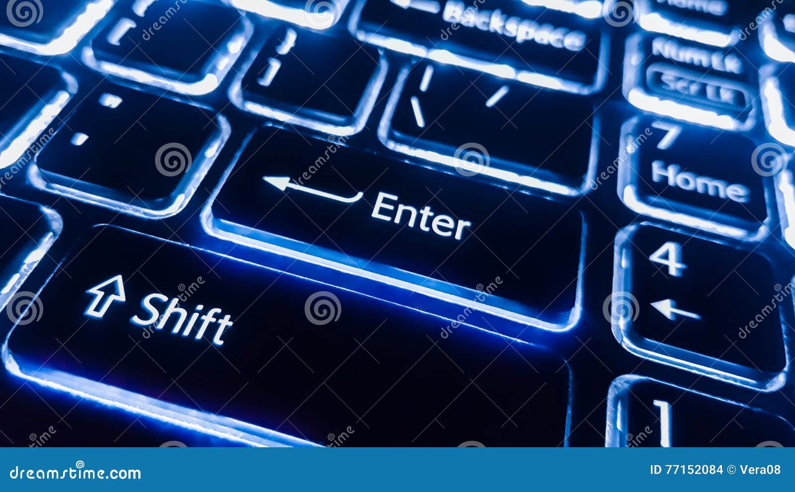 Neon Keyboard with Enter Button. Stock Photo - Image of business, money ...