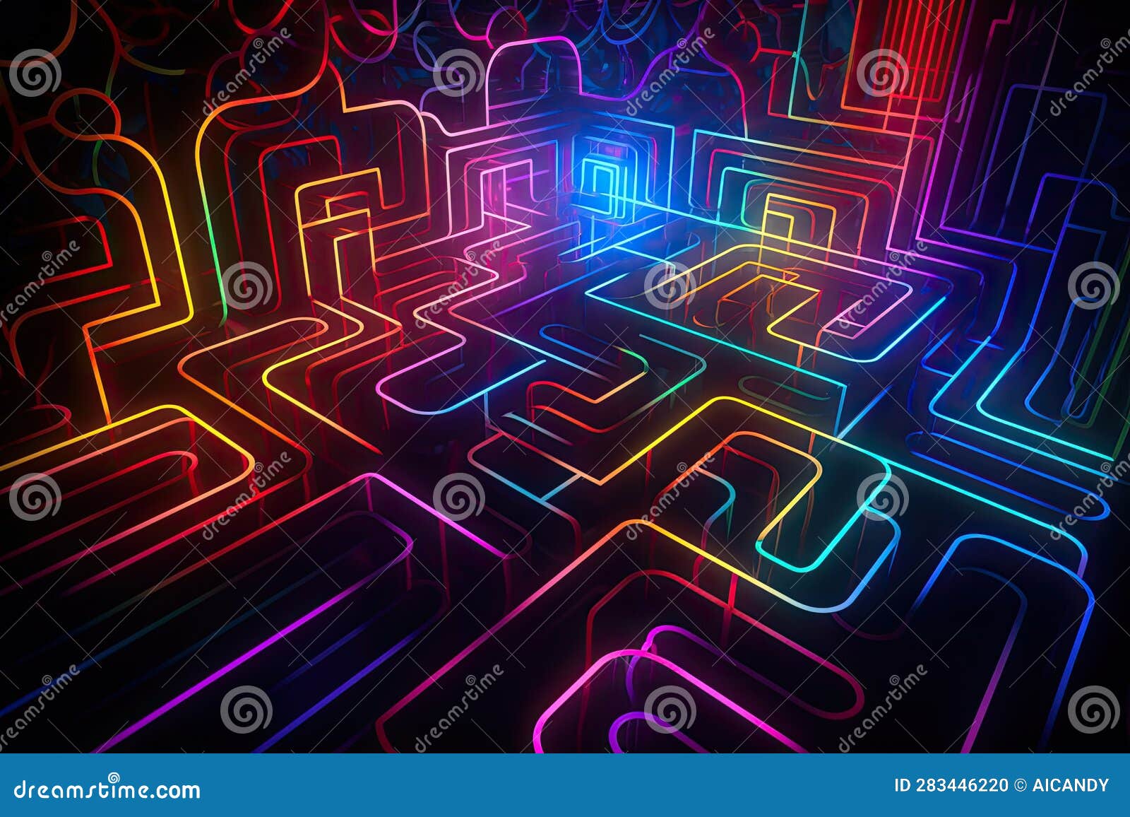 Neon Labyrinth of Interlocking Patterns and Colors, Creating an ...