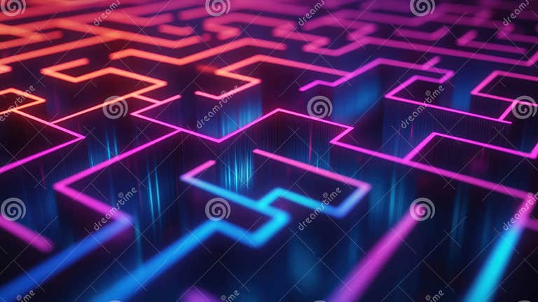Neon Labyrinth Representing Cyber Security Challenges in Digital World ...