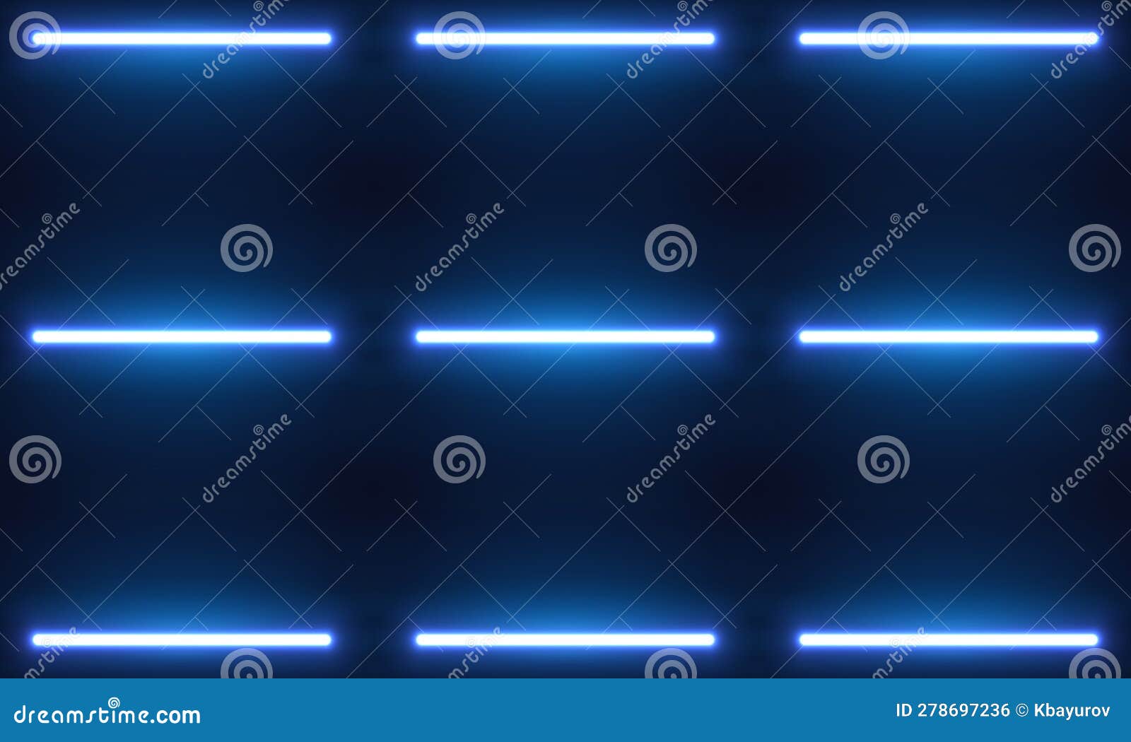Blue Neon Lamps Vector, Backlight Bottom Wall with Fluorescent Lamps ...