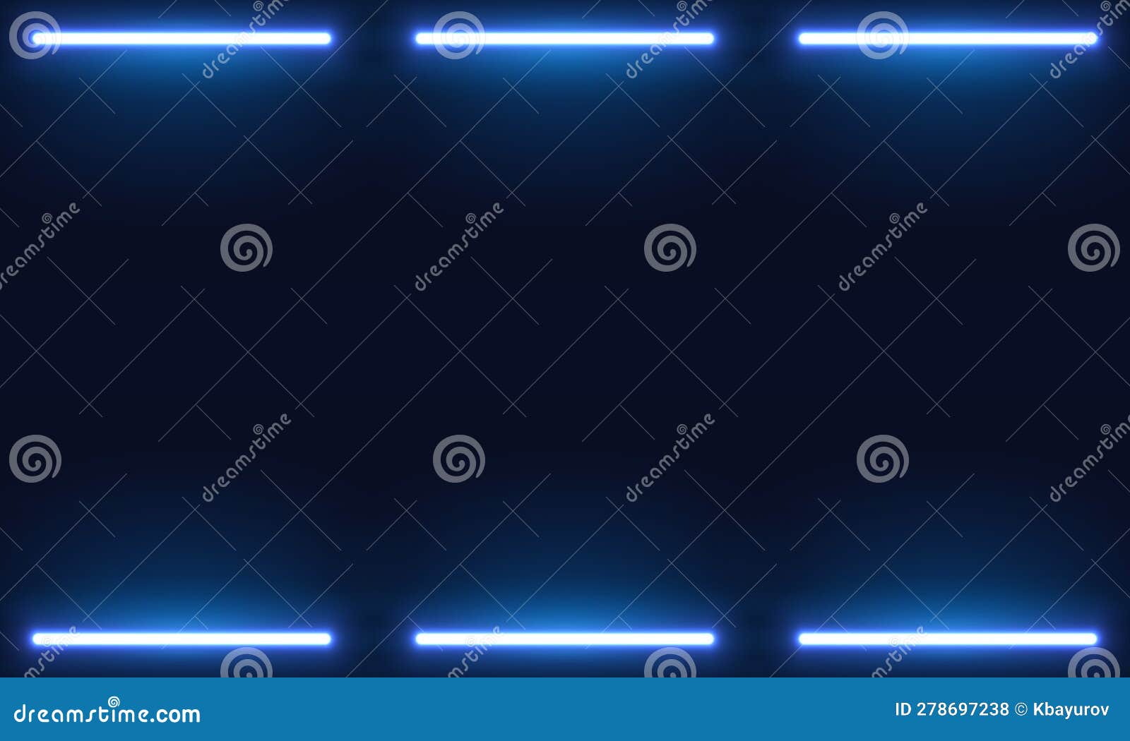 Blue Neon Lamps Vector, Backlight Bottom Wall with Fluorescent Lamps ...