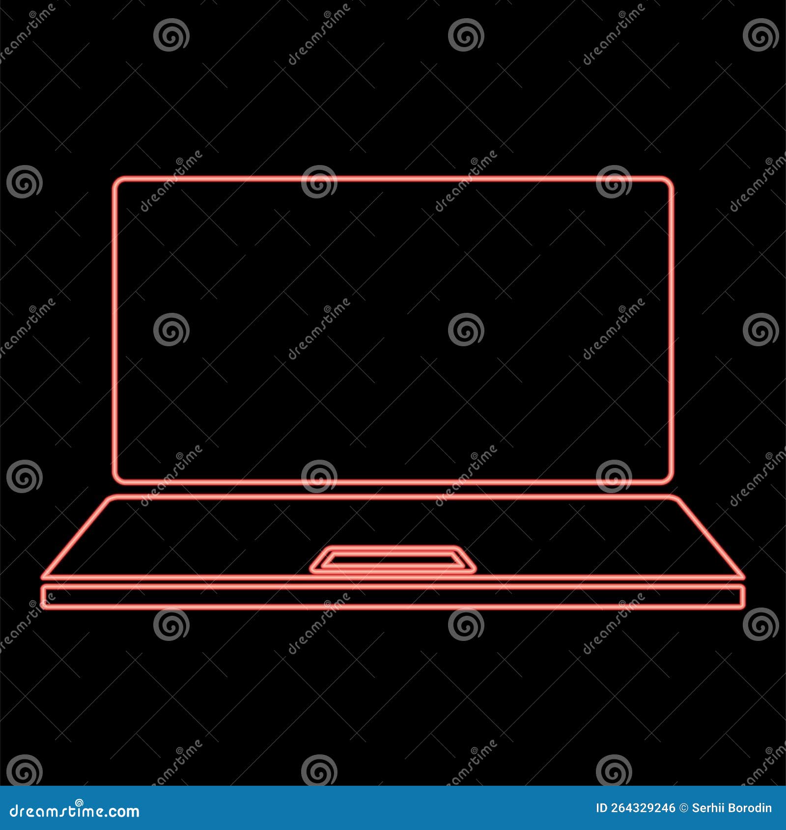 Neon Laptop Red Color Vector Illustration Image Flat Style Stock Vector ...