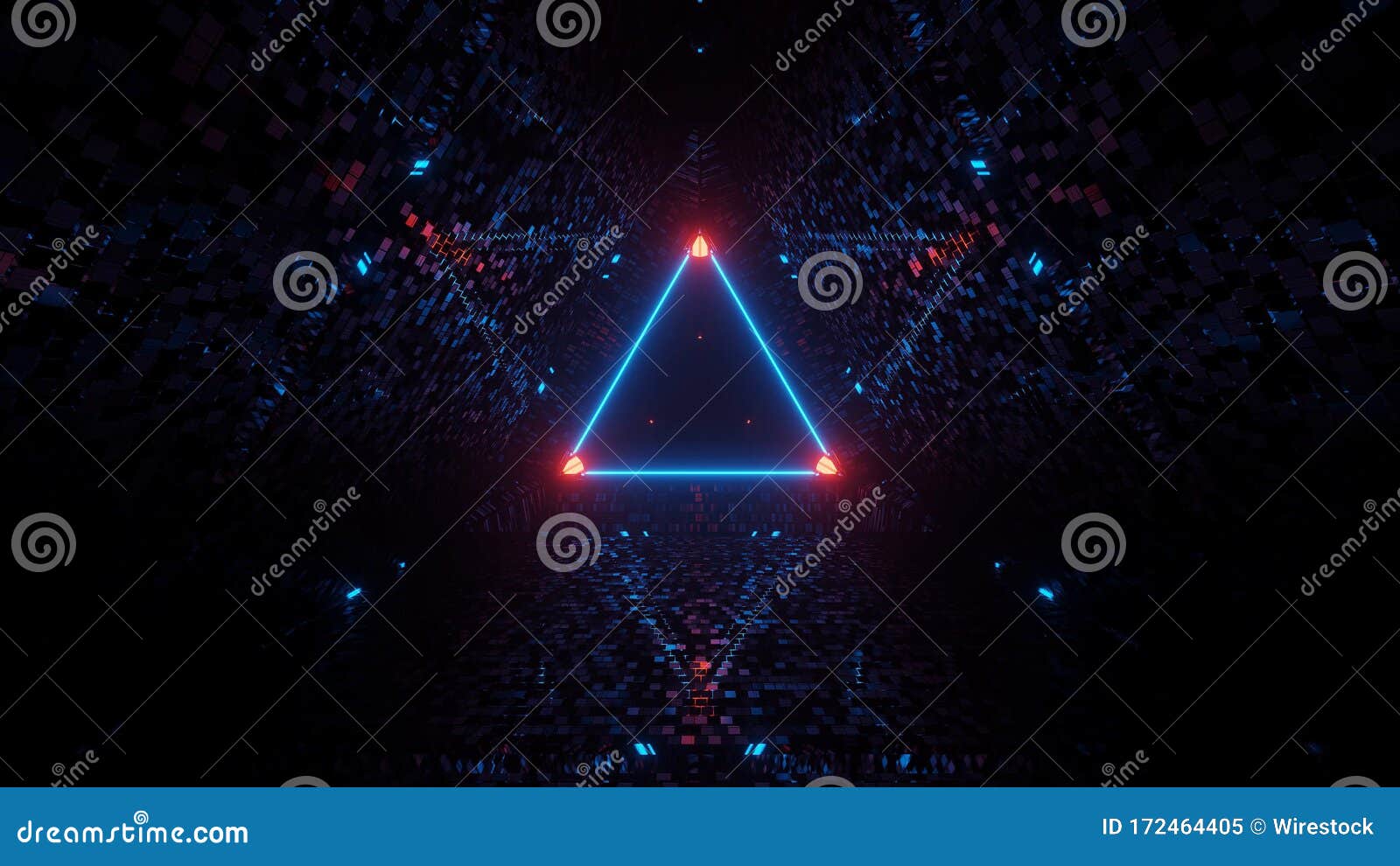 Neon Laser Lights in a Triangular Shape with a Black Background Stock ...