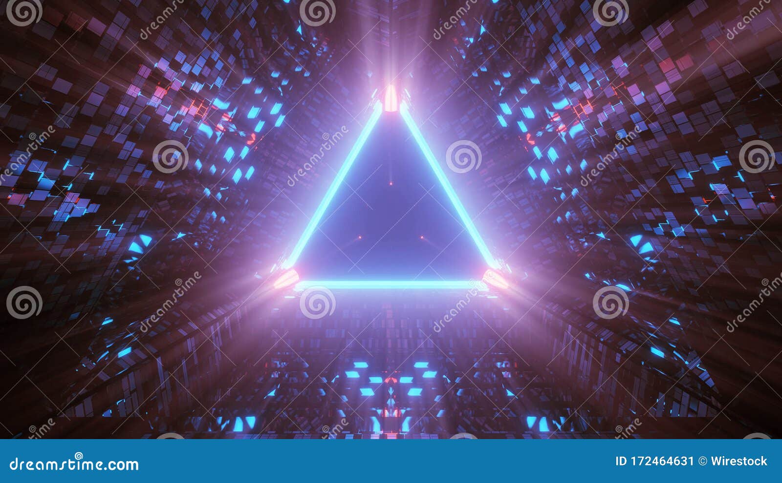 Neon Laser Lights in a Triangular Shape with a Black Background Stock ...
