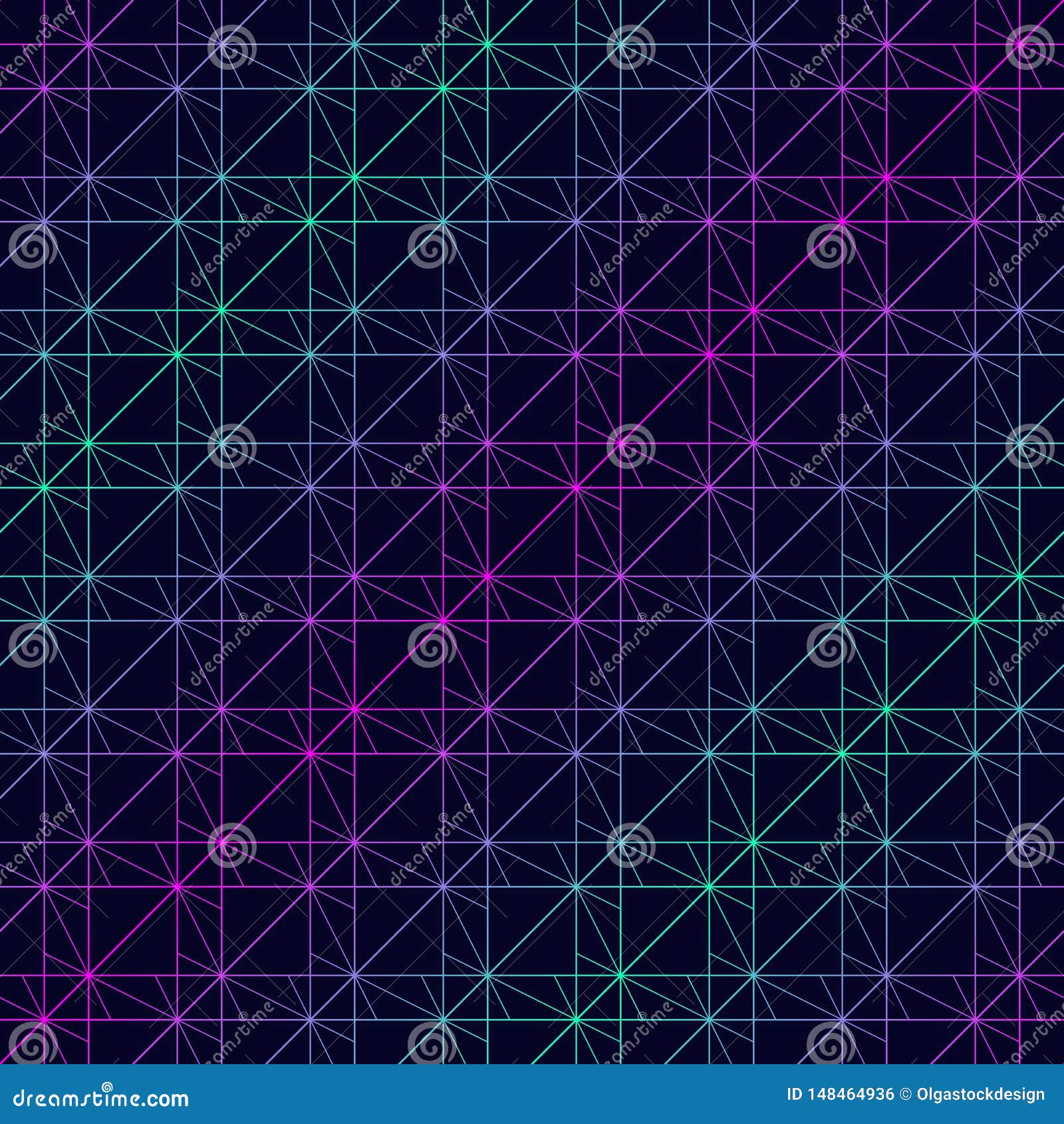 Neon Laser Lines Pattern. Vector Geometric Seamless Texture with ...