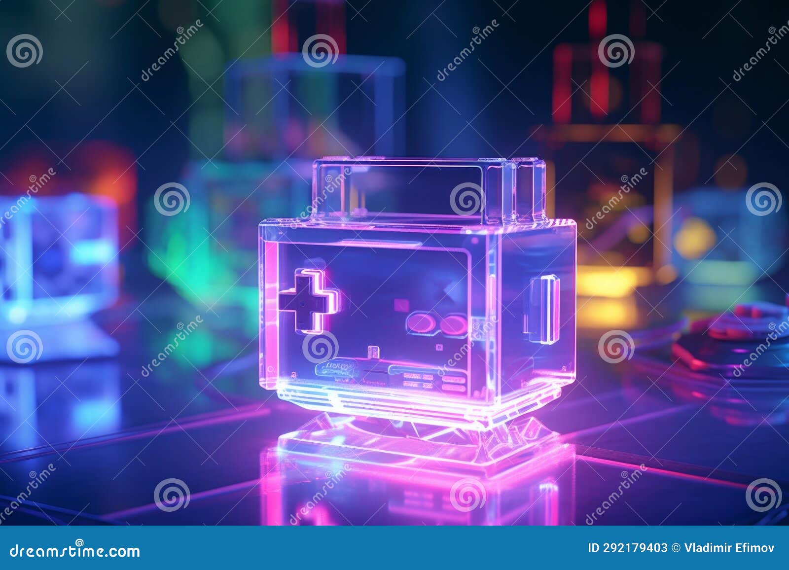 Neon Led Game Controller Console on Table, Symmetrix Gamecube Stock ...