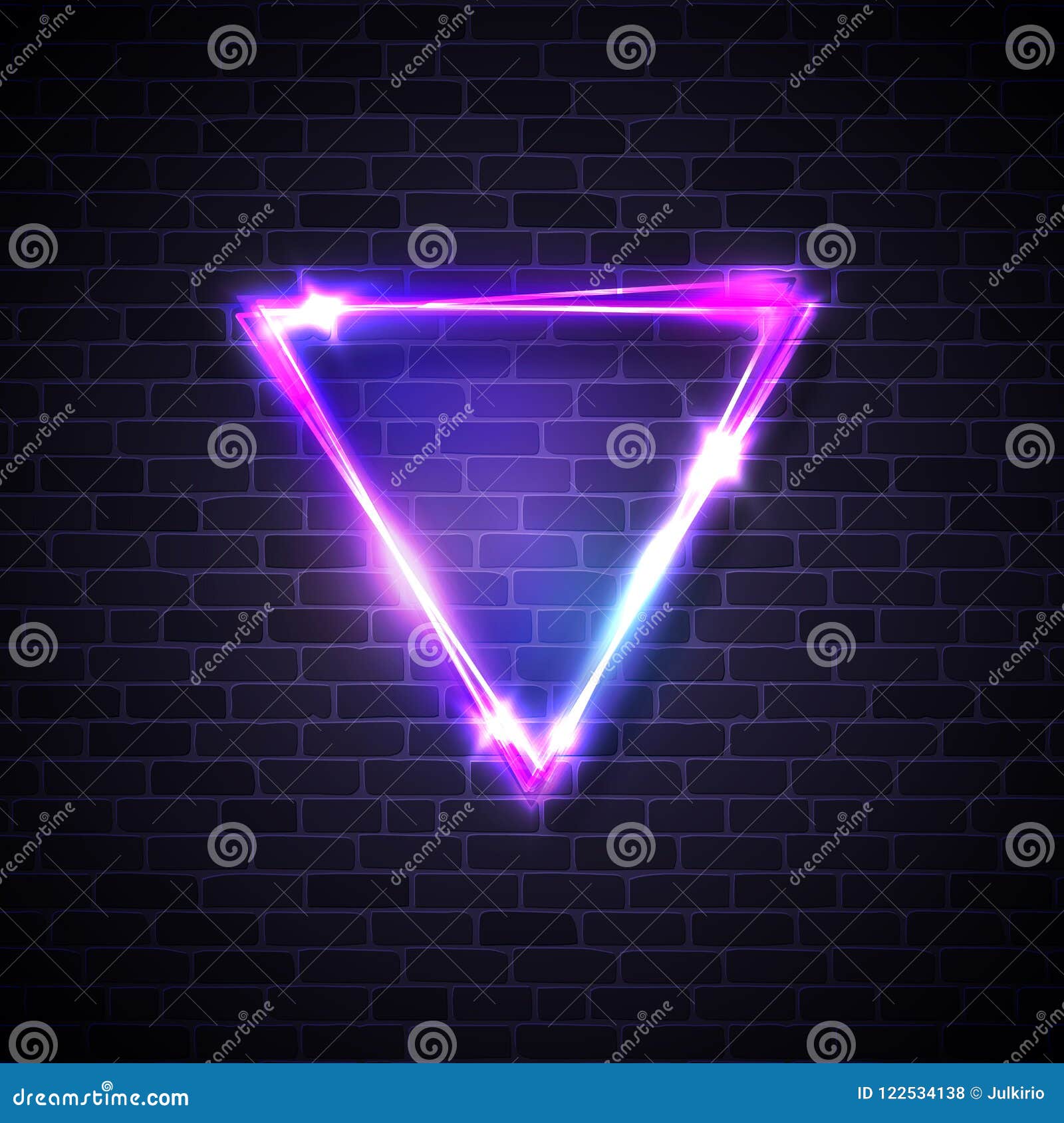 Neon Led Inverted Triangle Border on Brick Texture Stock Vector ...