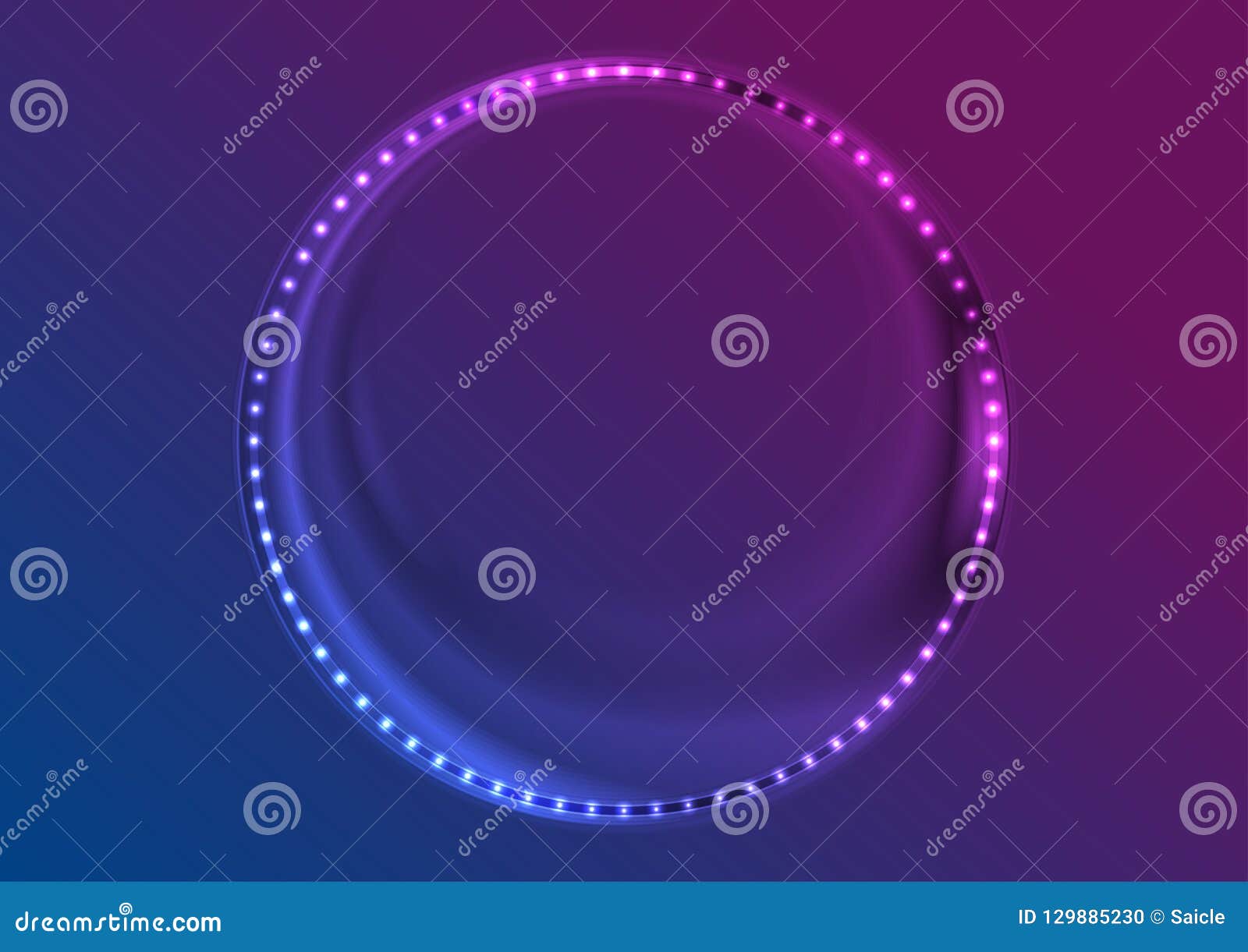 Neon Led Lights Abstract Circle Frame Background Stock Vector ...