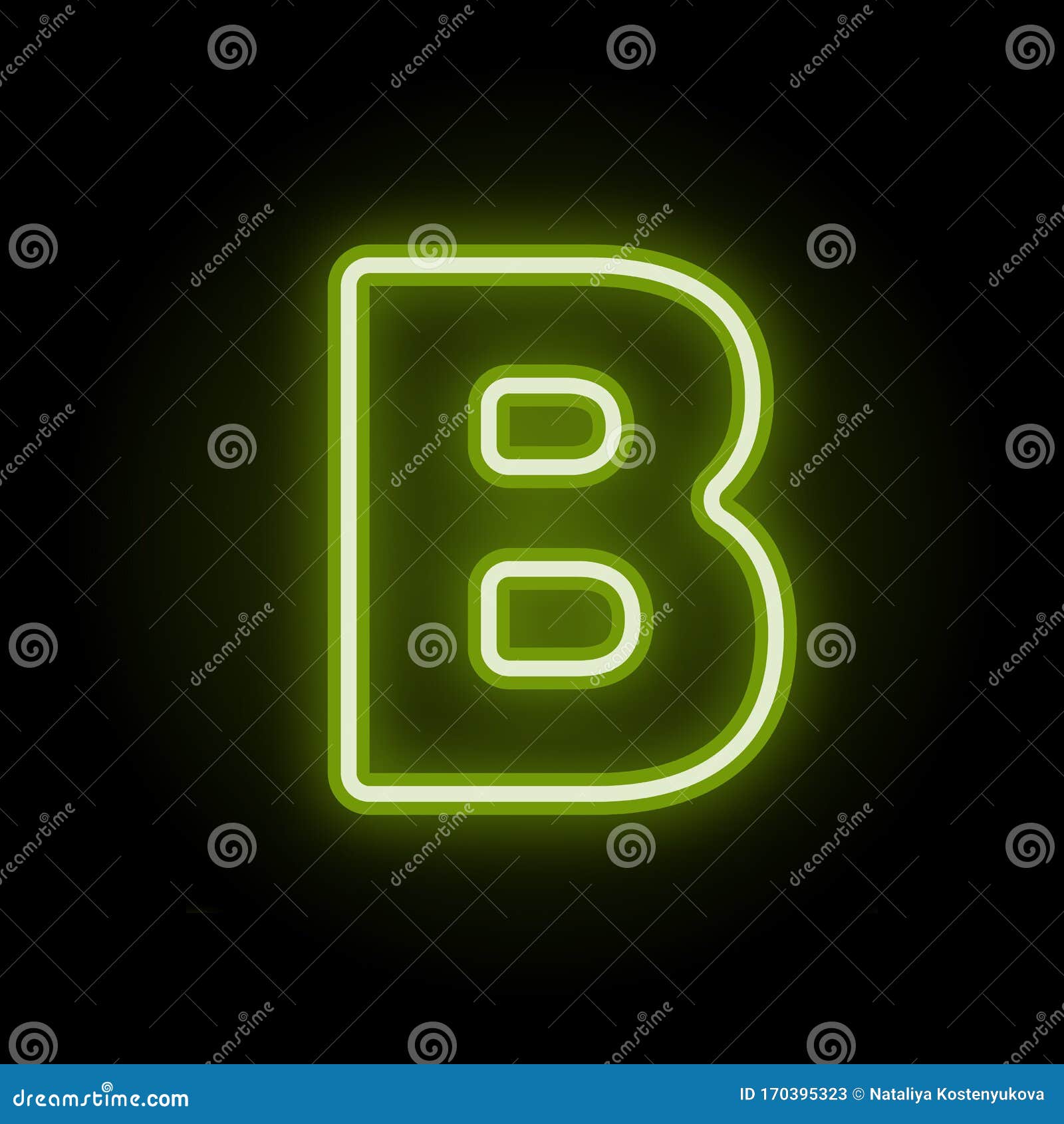 Neon letter B on black stock vector. Illustration of glowing - 170395323