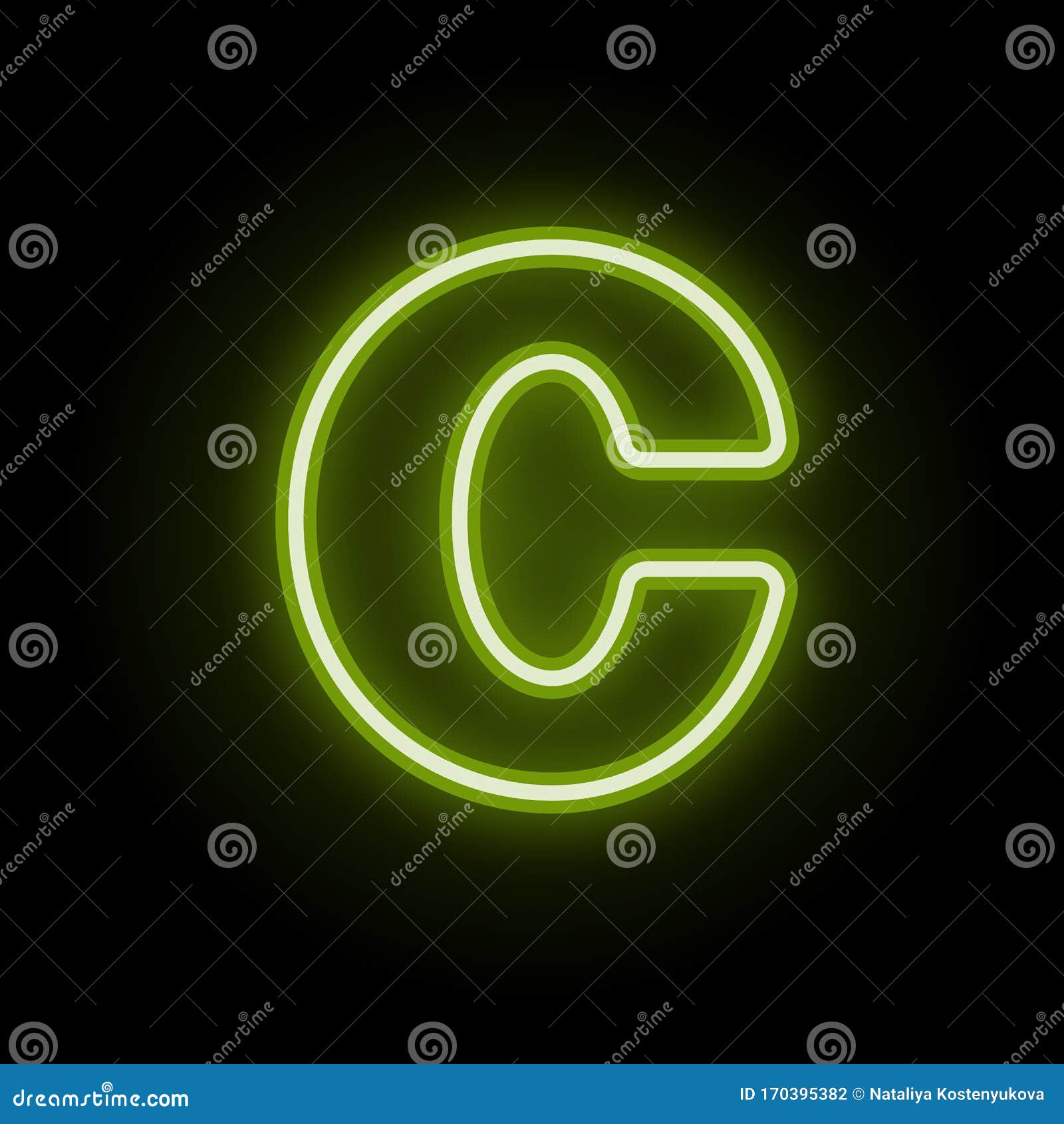 Neon letter C on black stock vector. Illustration of element - 170395382