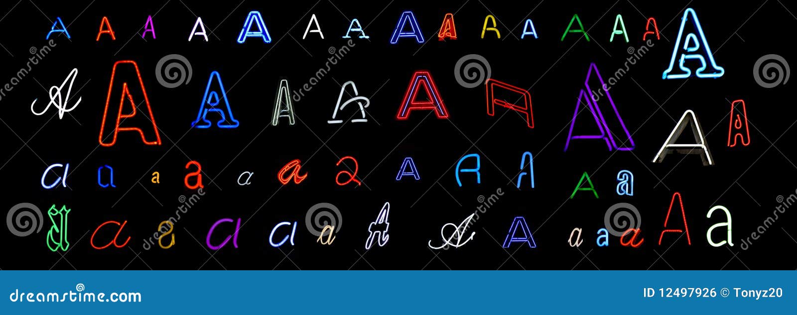 Neon letter a collection stock photo. Image of light - 12497926