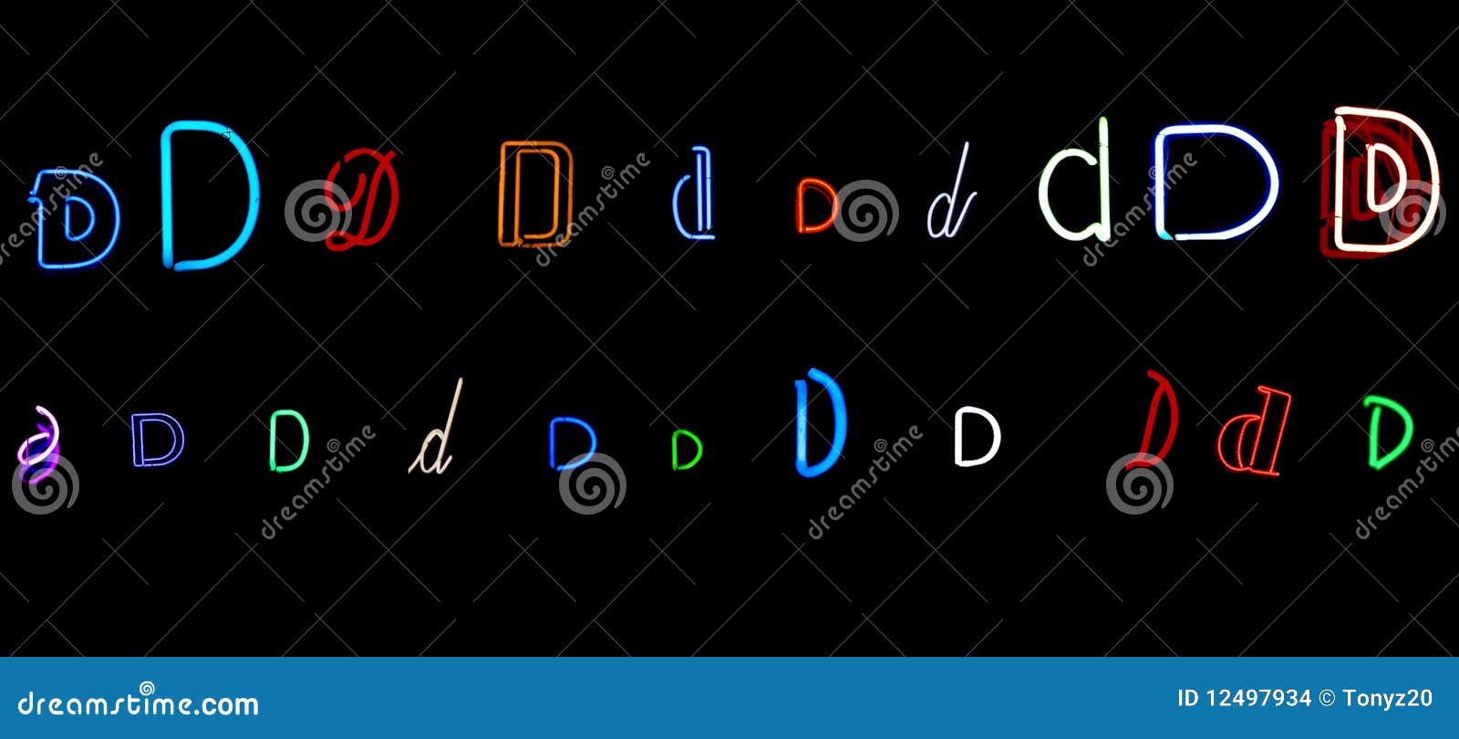 Neon letter D collection stock photo. Image of isolate - 12497934