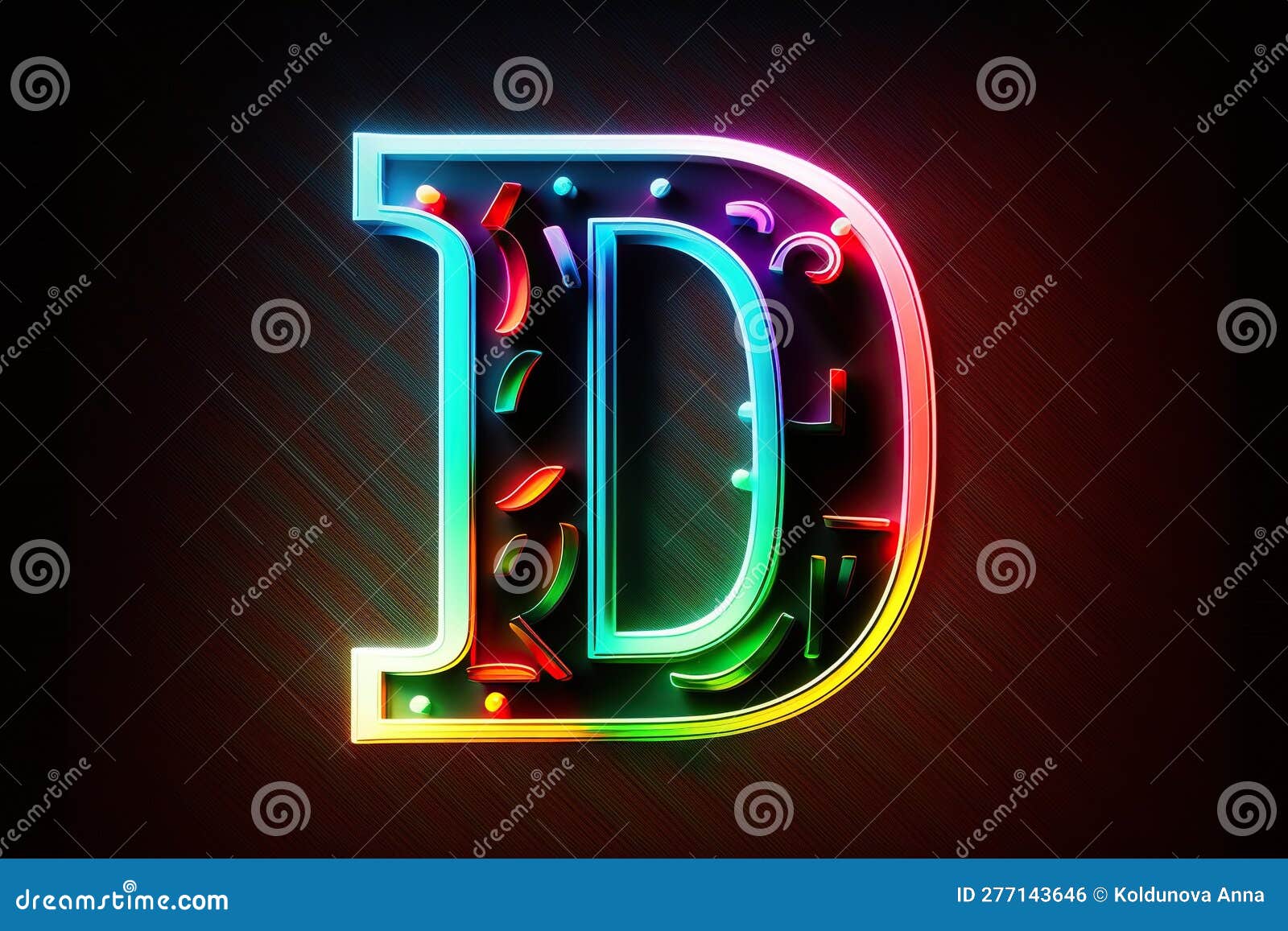 Neon Letter D on White Background, Created with Generative AI ...