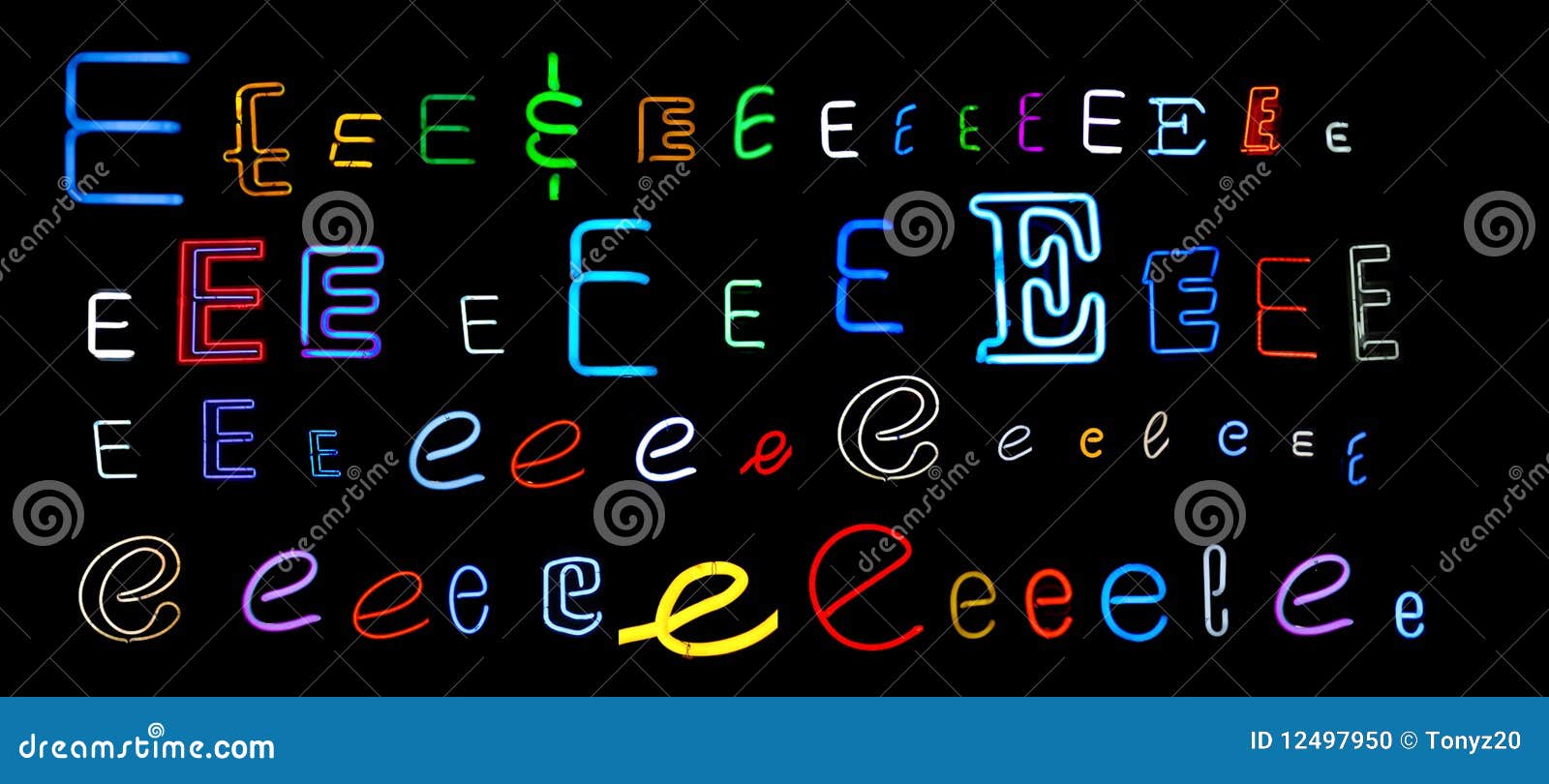 Neon letter E collection stock photo. Image of alphabetical - 12497950