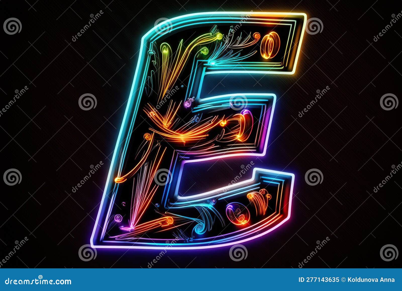 Neon Letter E on White Background, Created with Generative AI ...