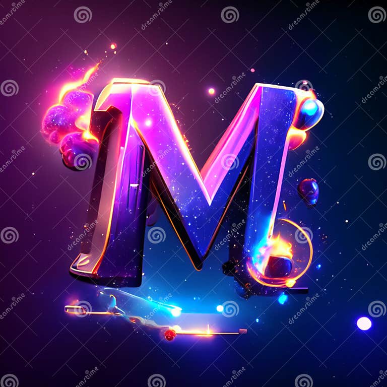 Neon Letter M in the Style of Outer Space. Vector Illustration AI ...