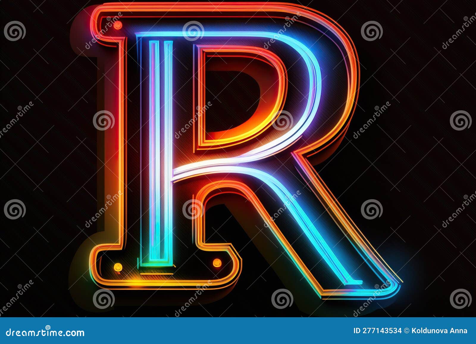Neon Letter R on White Background, Created with Generative AI ...